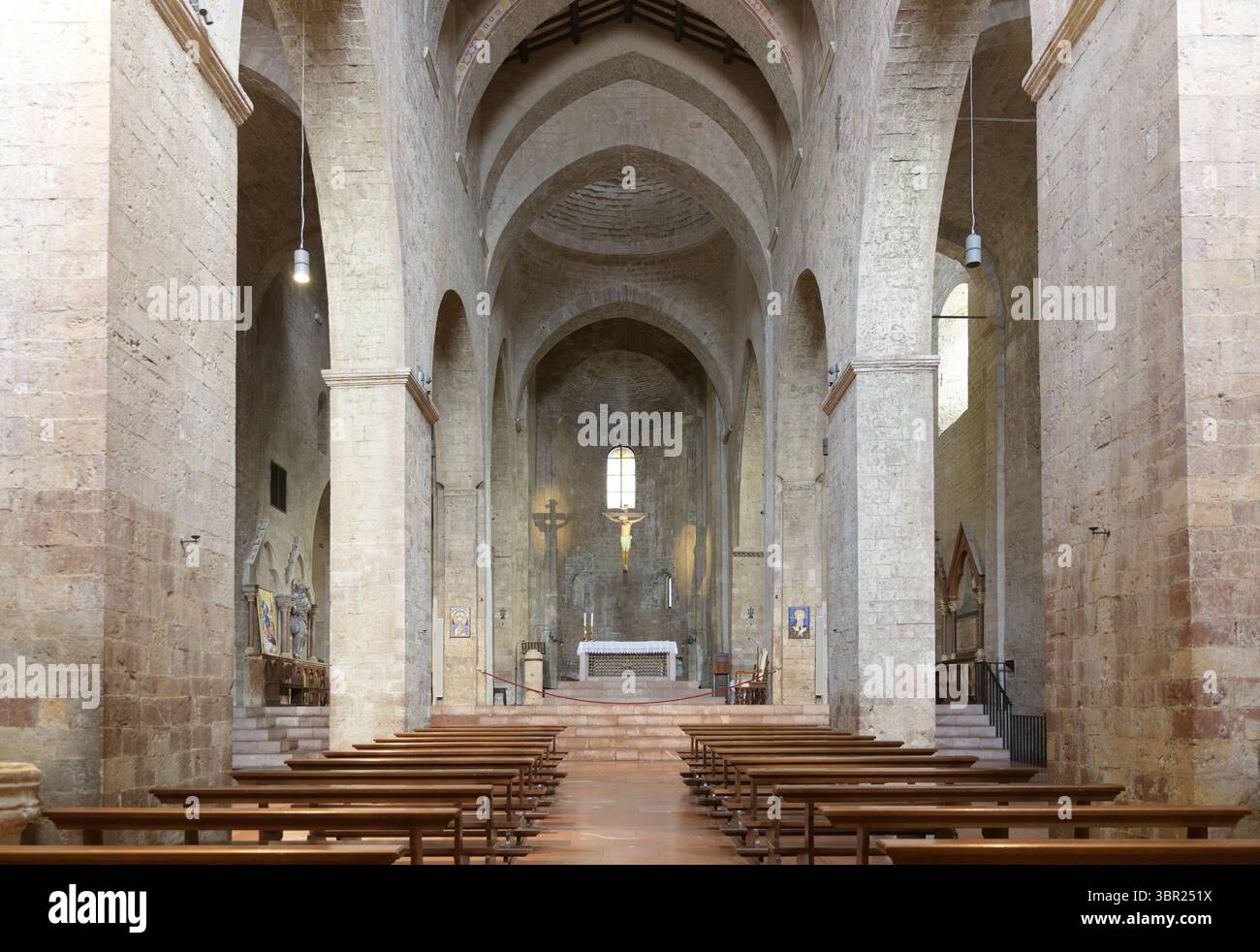 Interior of the Abbey of Saint Peter in Assisi, Umbria, Italy, with ...
