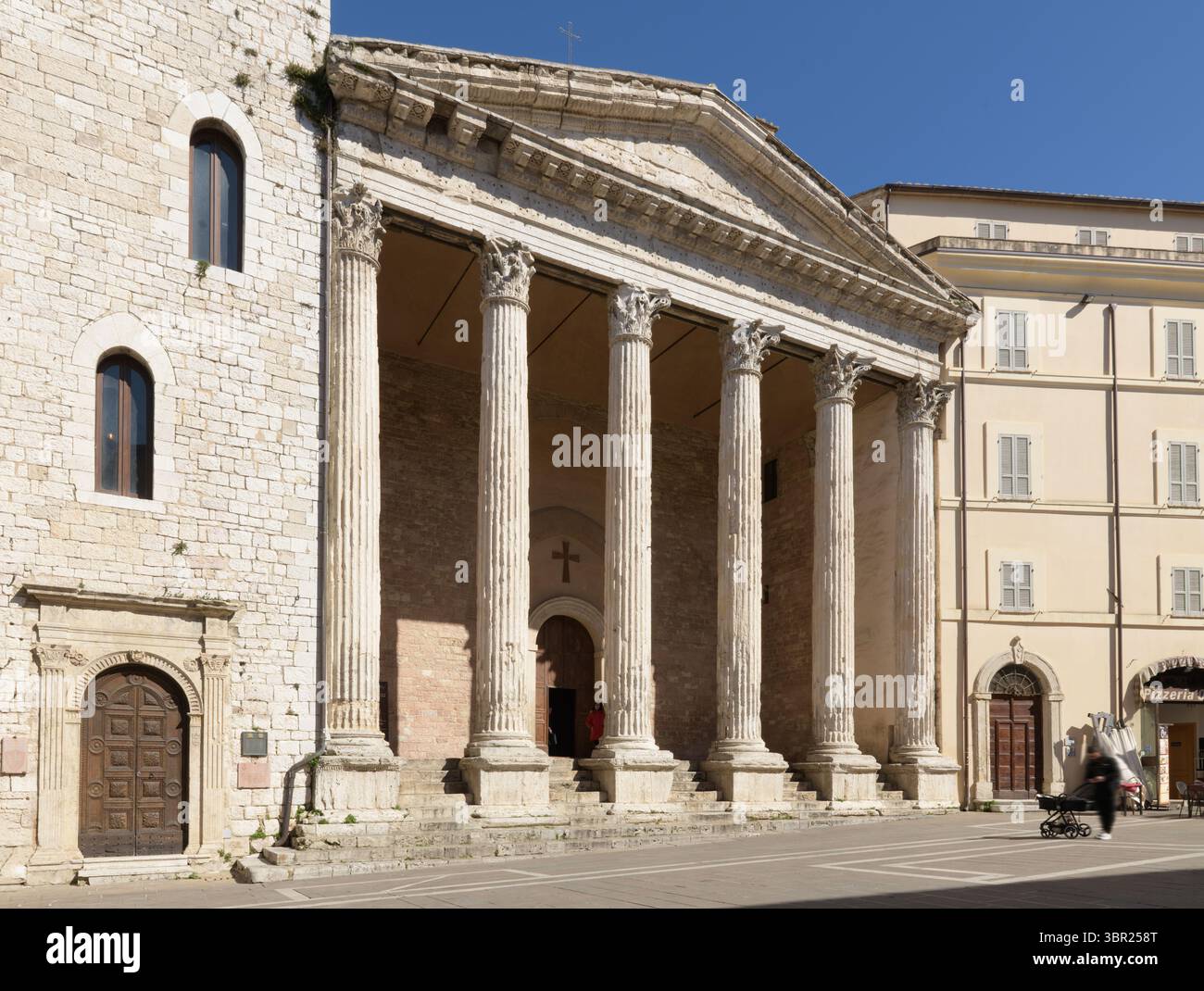 Facade of the Temple of Minerva in Assisi, Umbria, Italy, a Roman ...