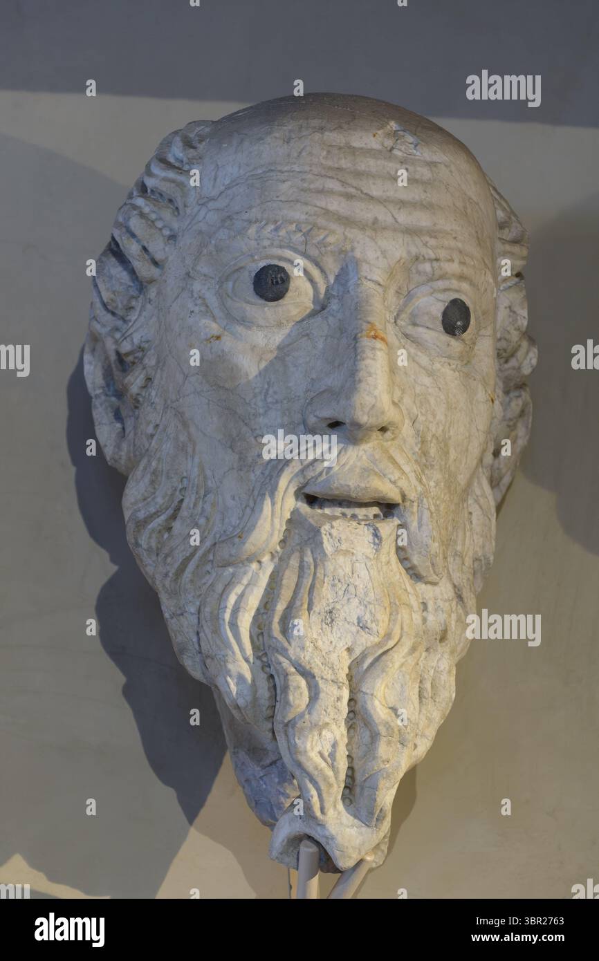 Marble head from the transept of Lucca Cathedral, 14th century, with ...