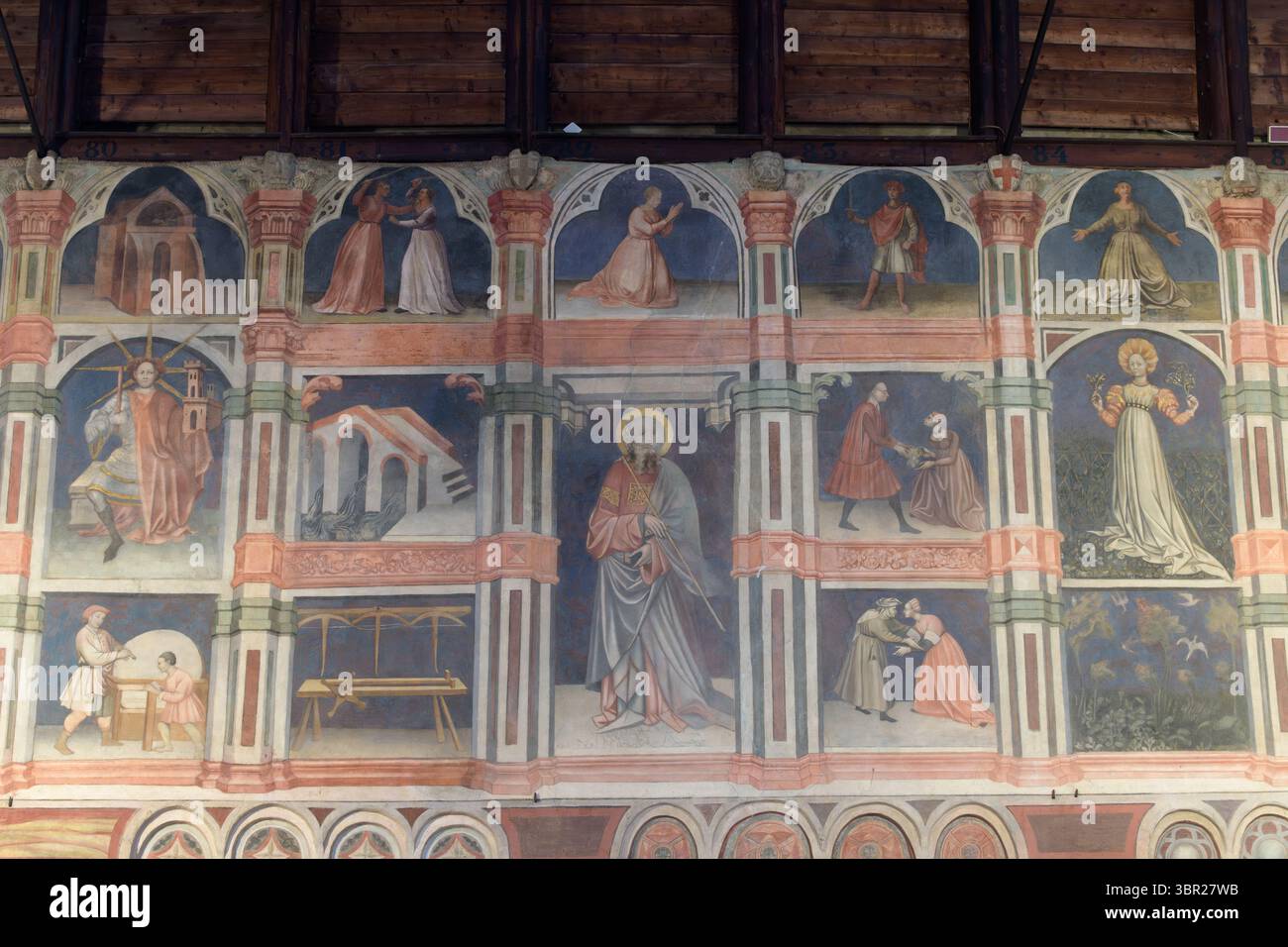 Part of the fresco cycle on the walls of the Palazzo della Ragione ...