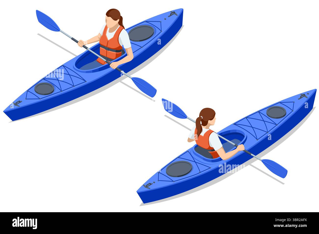 Couple kayaking on a lake Stock Vector Images - Alamy