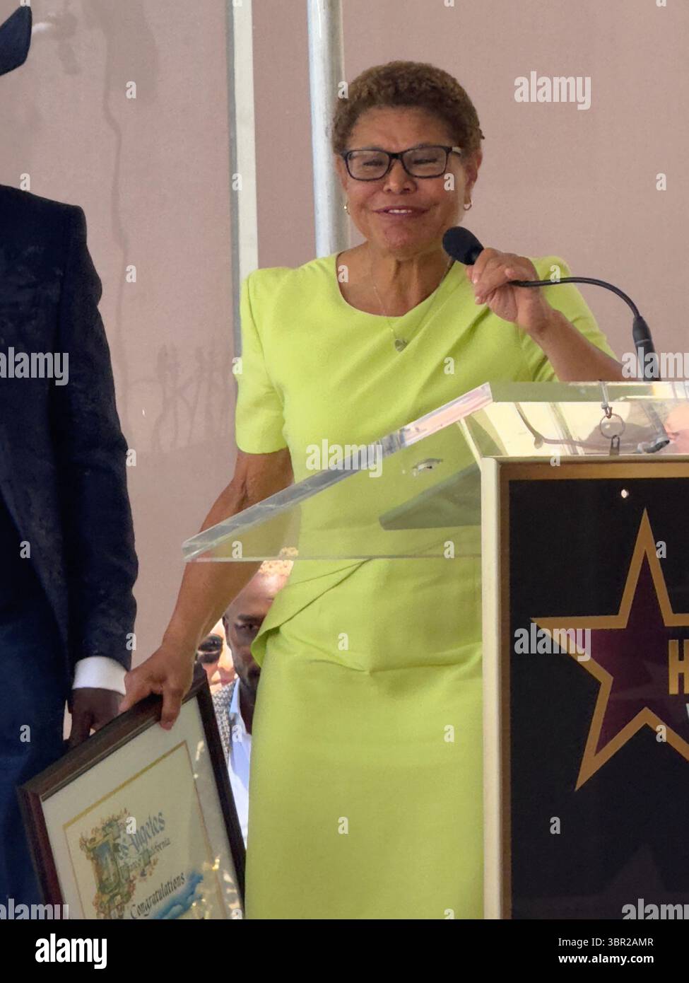 Los Angeles Mayor Karen Bass speaks and presents the proclamation at ...