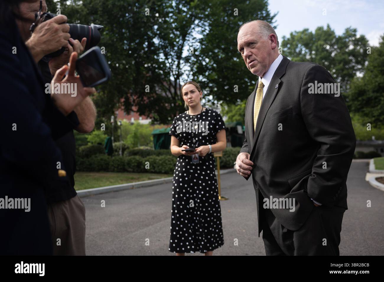 White House border czar Tom Homan speaks with reporters outside the ...