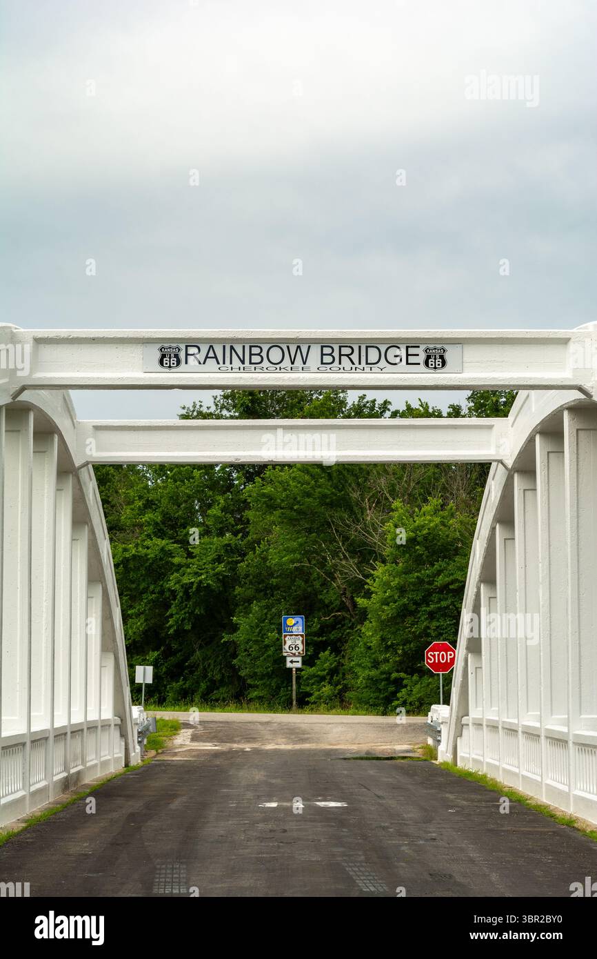 The historic Brush Creek Bridge, also known as the Rainbow Bridge ...