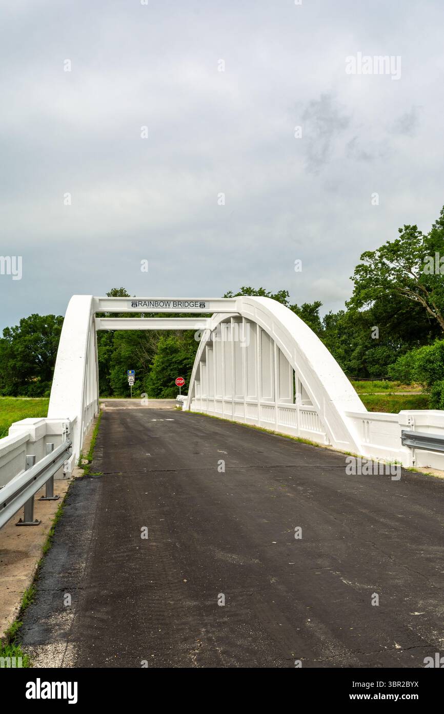 The historic Brush Creek Bridge, also known as the Rainbow Bridge ...