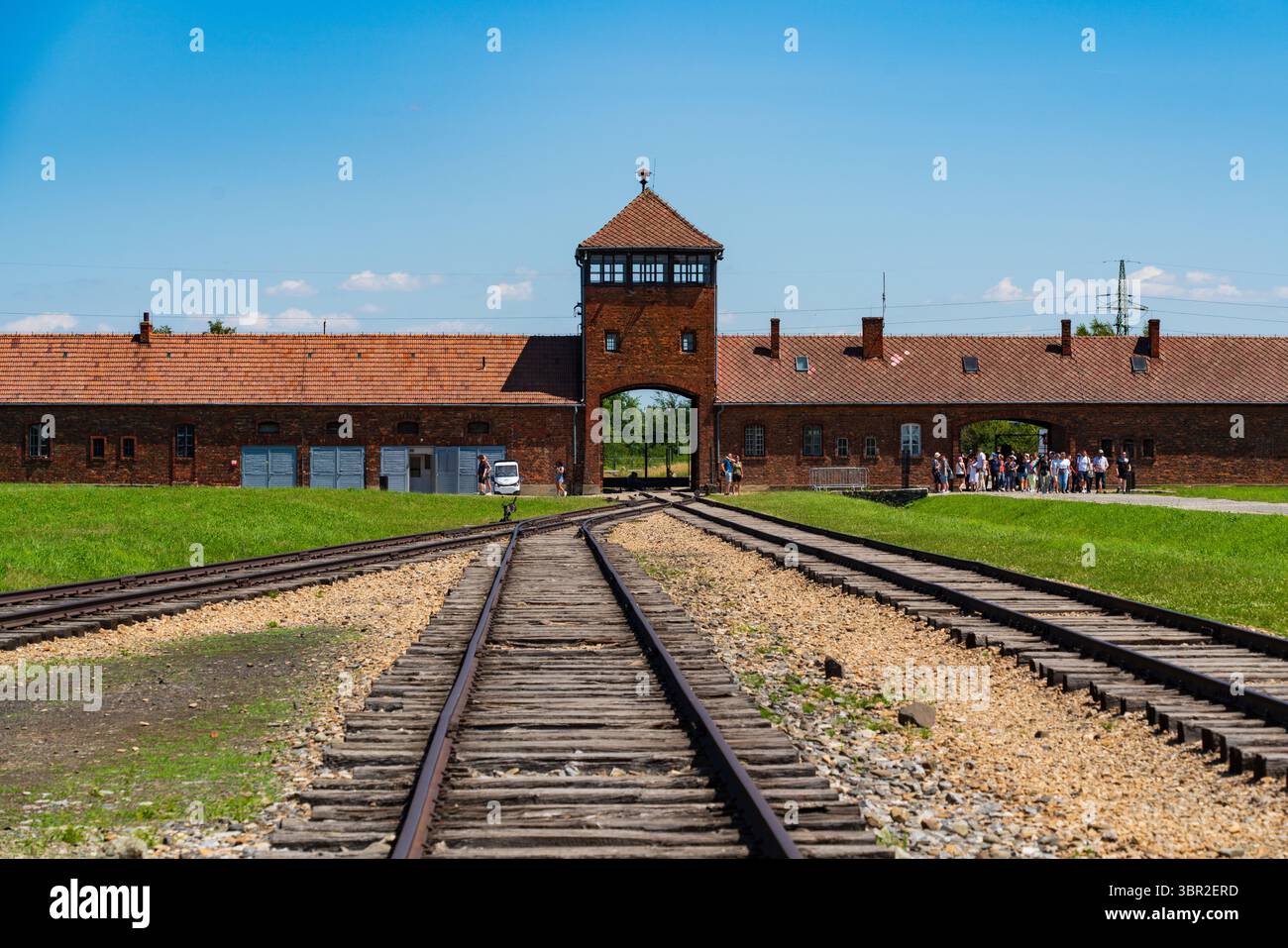 Gatehouse at Auschwitz II Birkenau concentration camp in Poland Stock ...