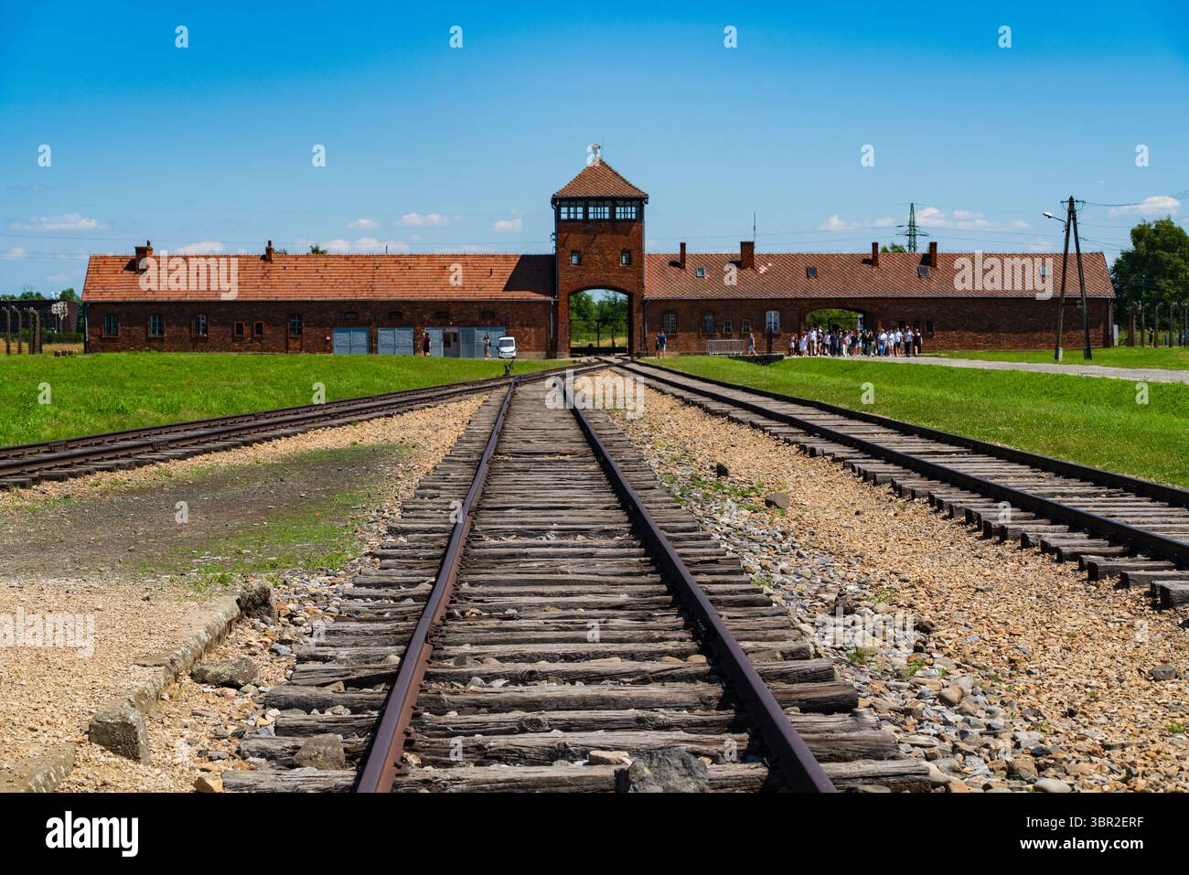 Gatehouse at Auschwitz II Birkenau concentration camp in Poland Stock ...