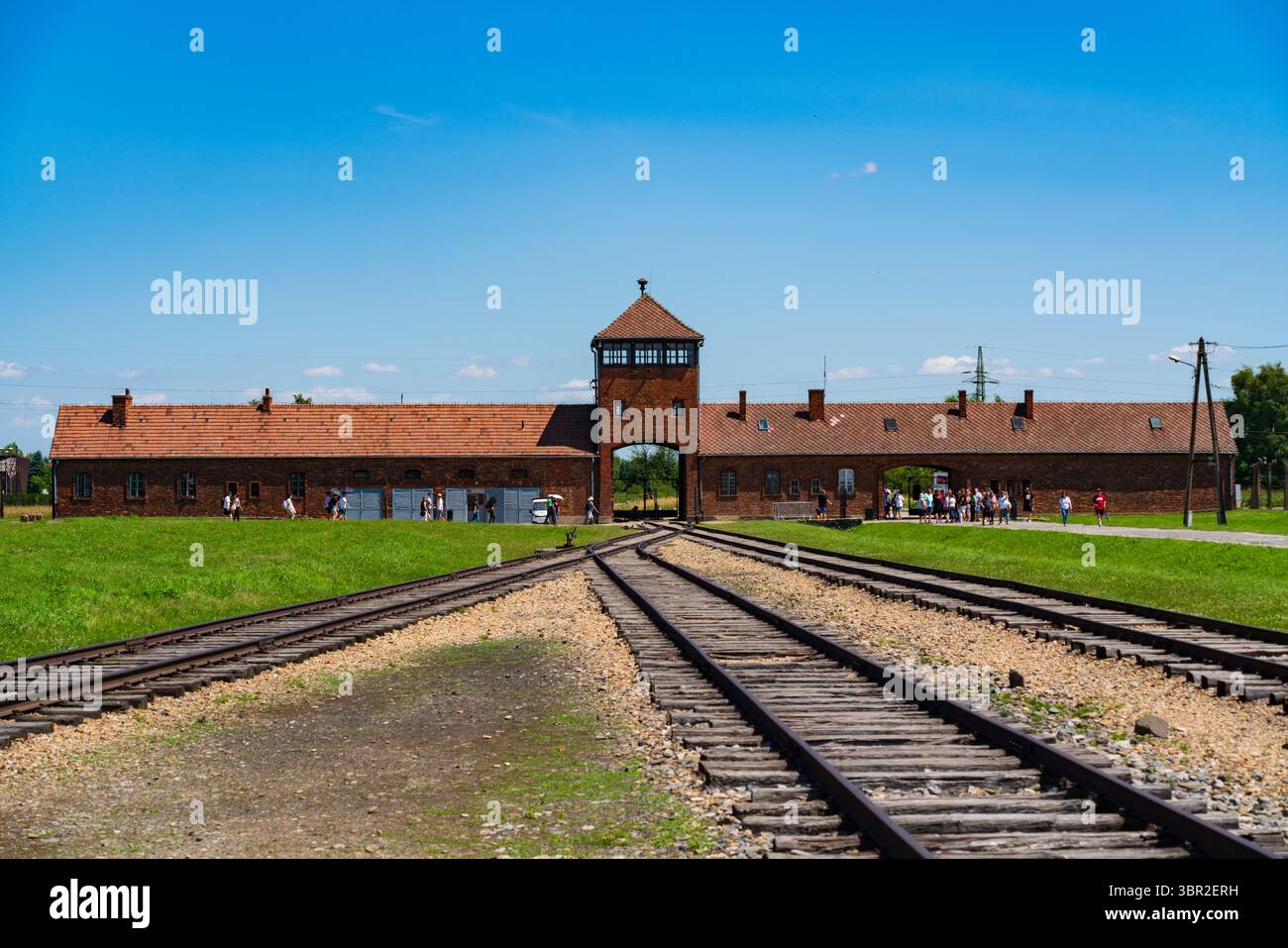 Gatehouse at Auschwitz II Birkenau concentration camp in Poland Stock ...