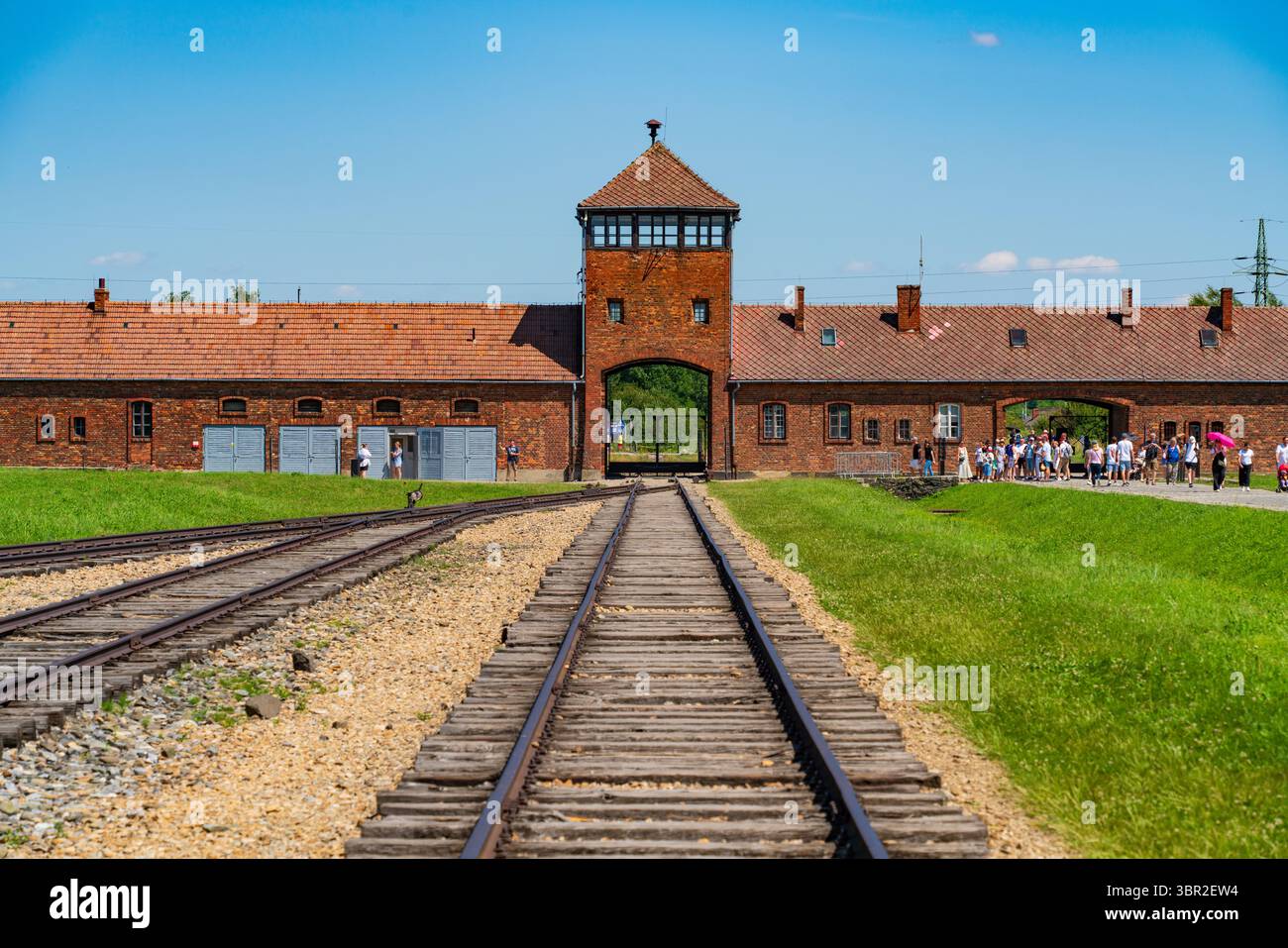 Gatehouse at Auschwitz II Birkenau concentration camp in Poland Stock ...
