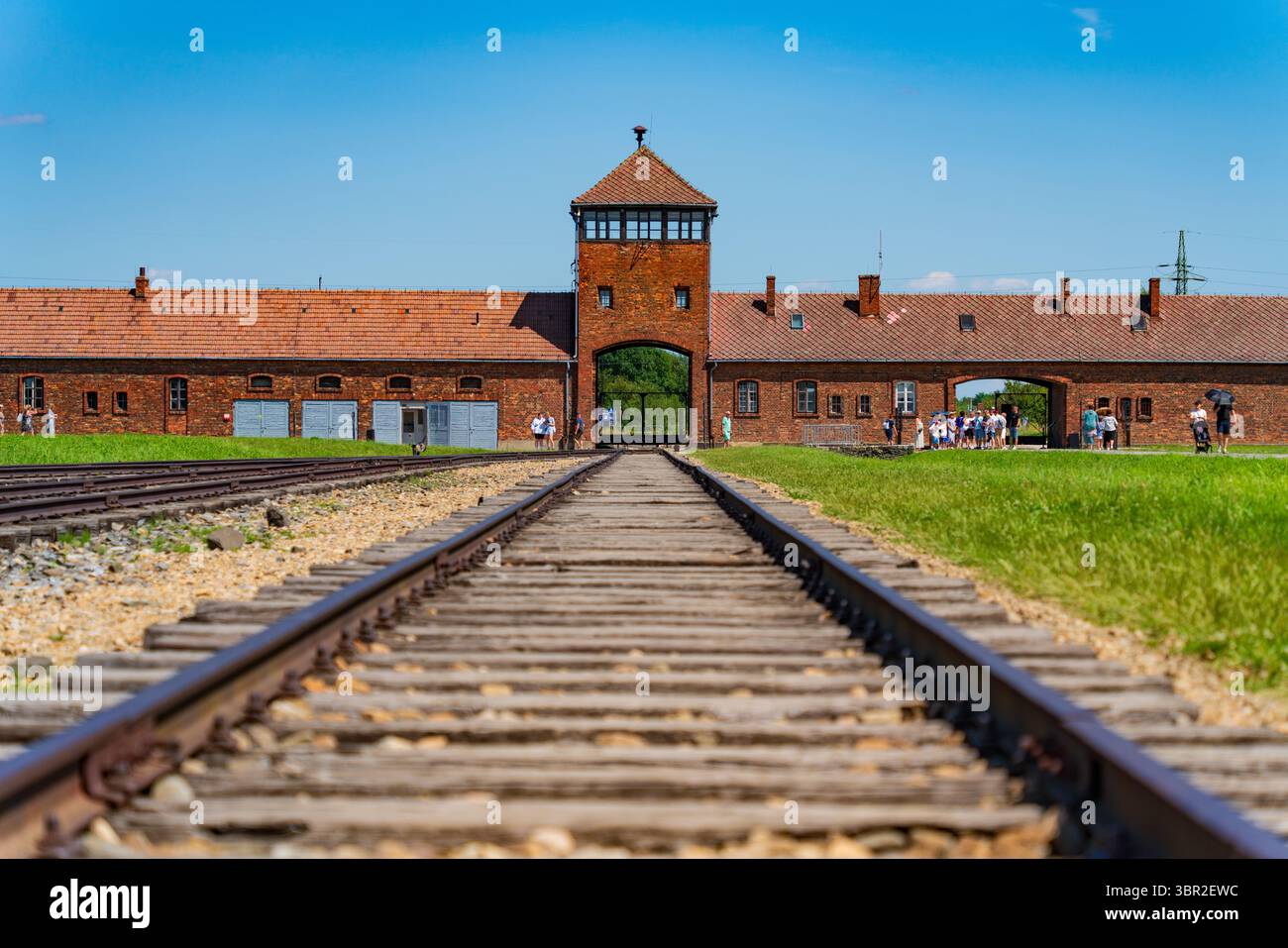 Gatehouse at Auschwitz II Birkenau concentration camp in Poland Stock ...