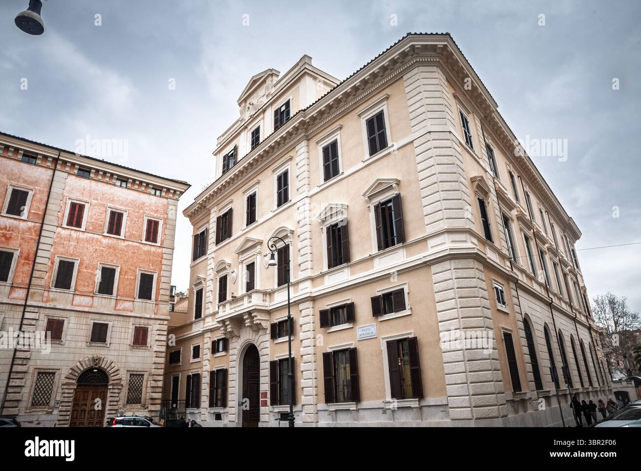 ROME, ITALY - JANUARY 15, 2025: Corner view of 17th-century palazzo ...