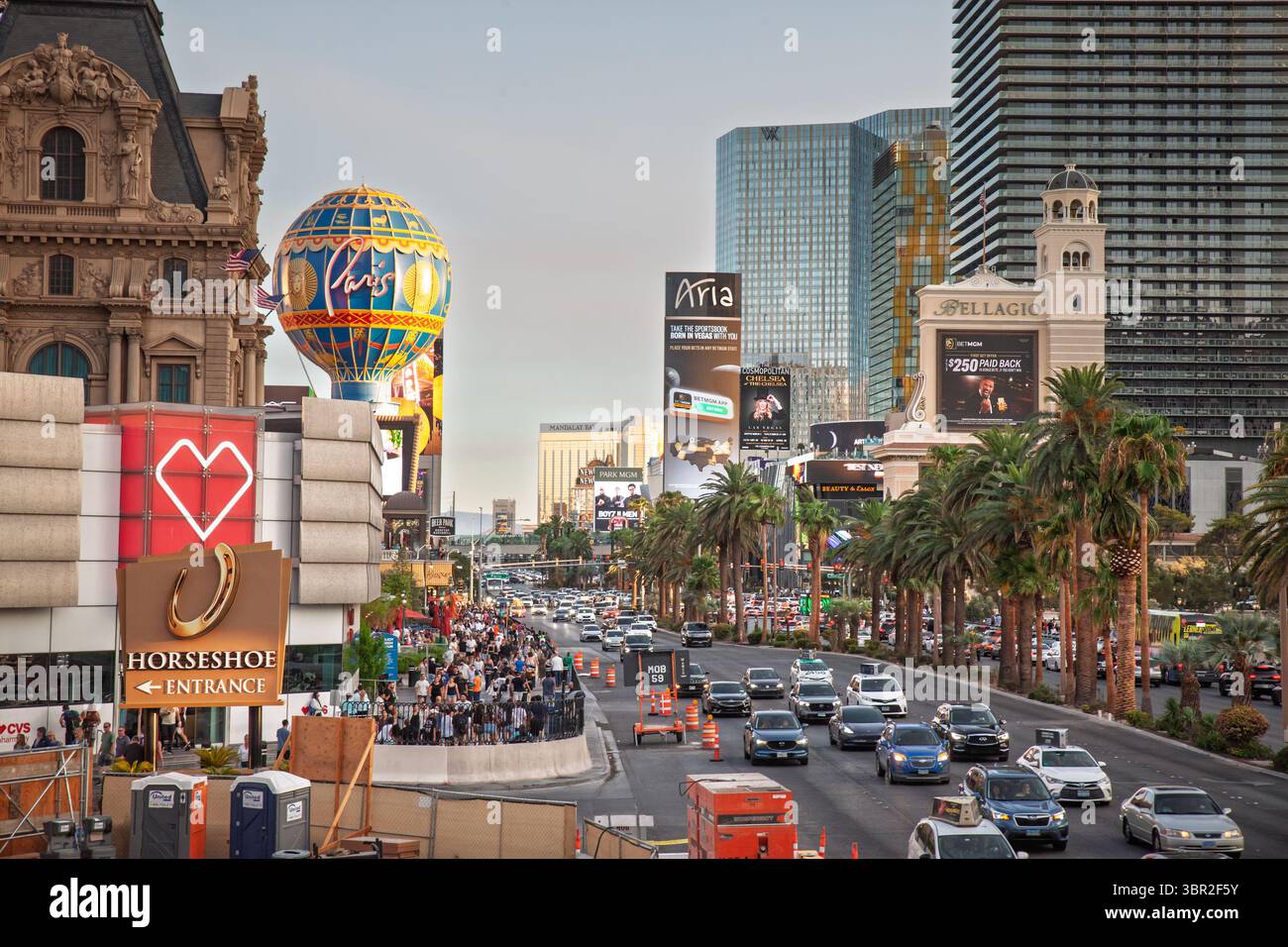 LAS VEGAS, AUGUST 21, 2024: Early evening view of dense traffic jam and ...