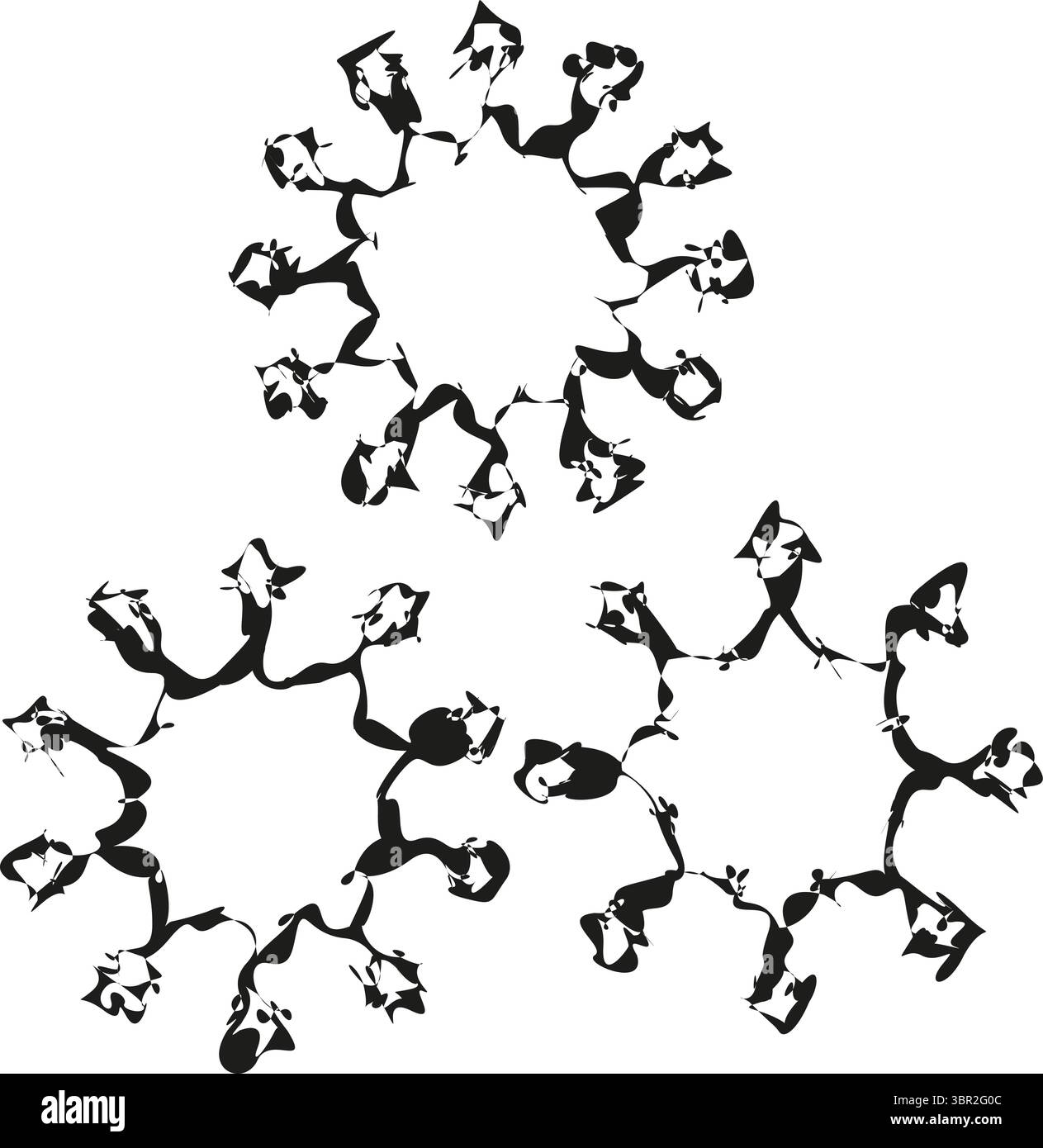 Abstract organic shapes. Black grunge forms. Circular fluid elements ...