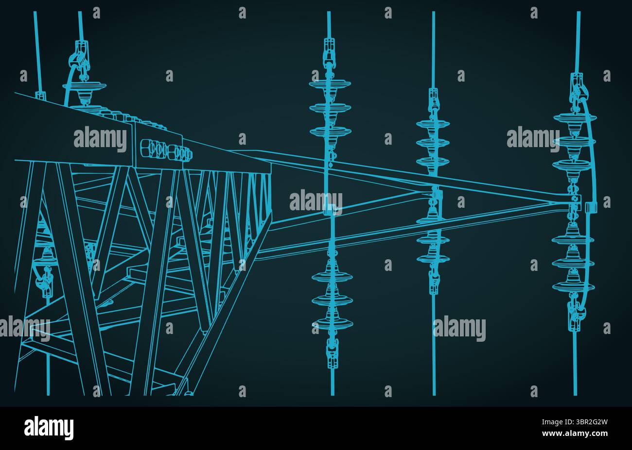 Stylized vector illustration of a high voltage line close up Stock ...