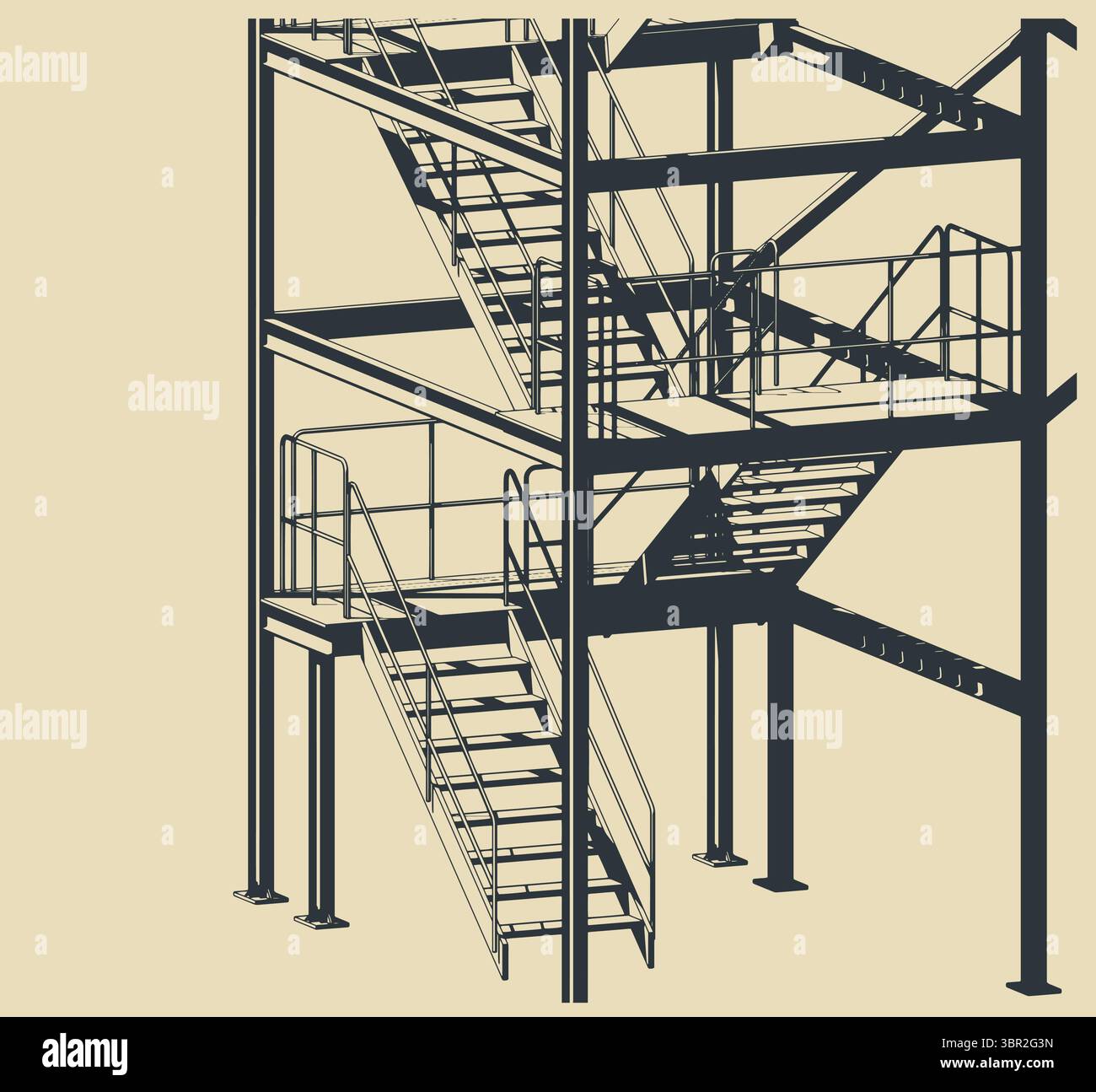 Industrial metal staircase stylized vector isometric illustration Stock ...