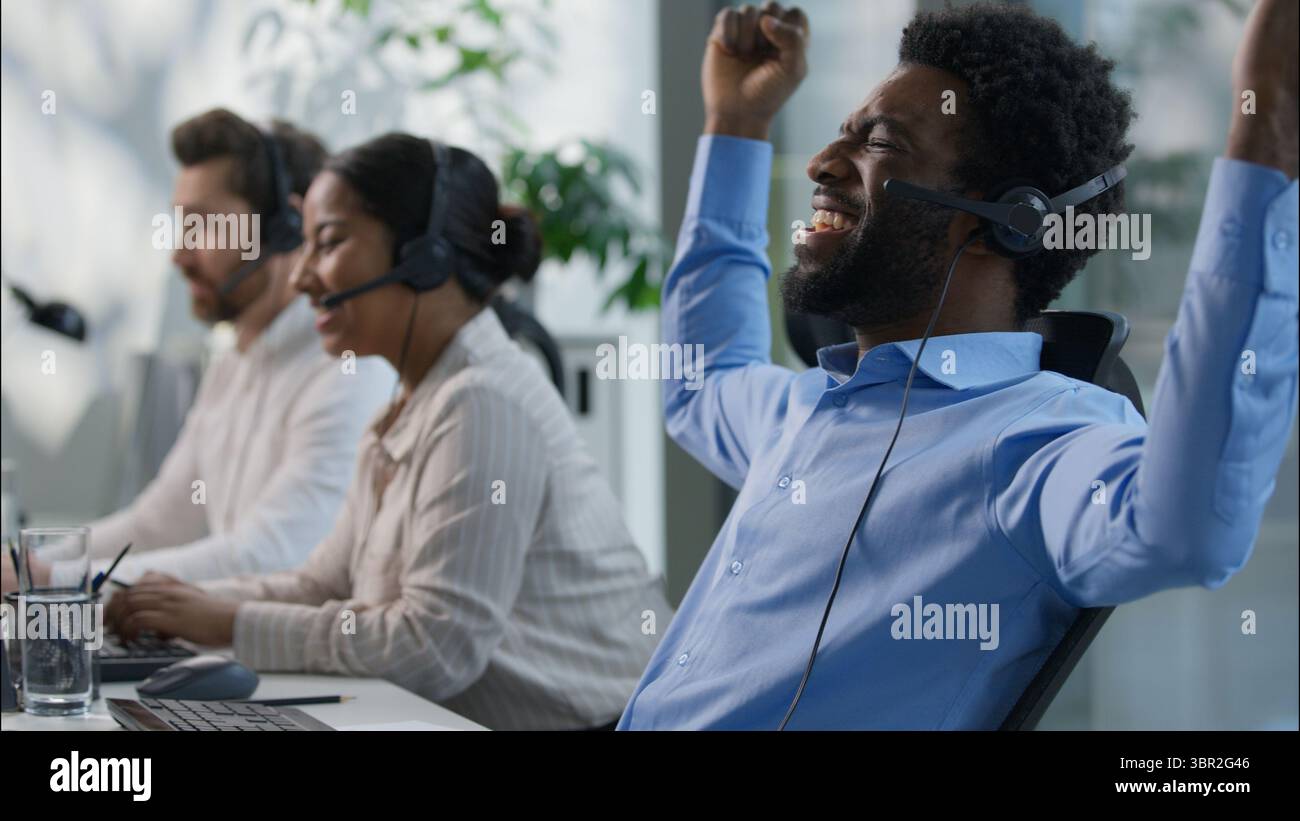 Callcenter success multiethnic operators work hi-res stock photography ...
