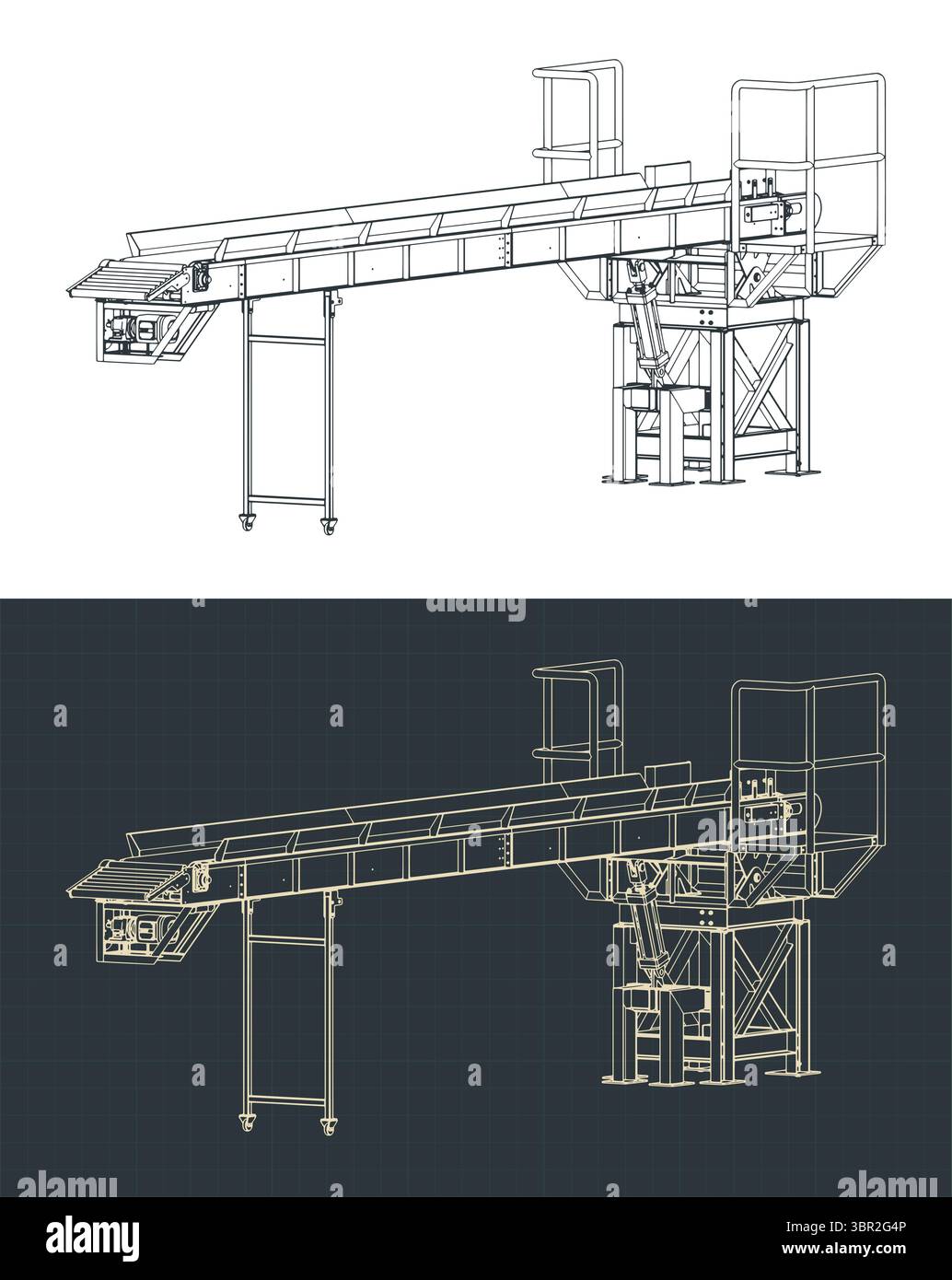 Loading conveyor with hydraulically adjustable angle isometric drawings ...