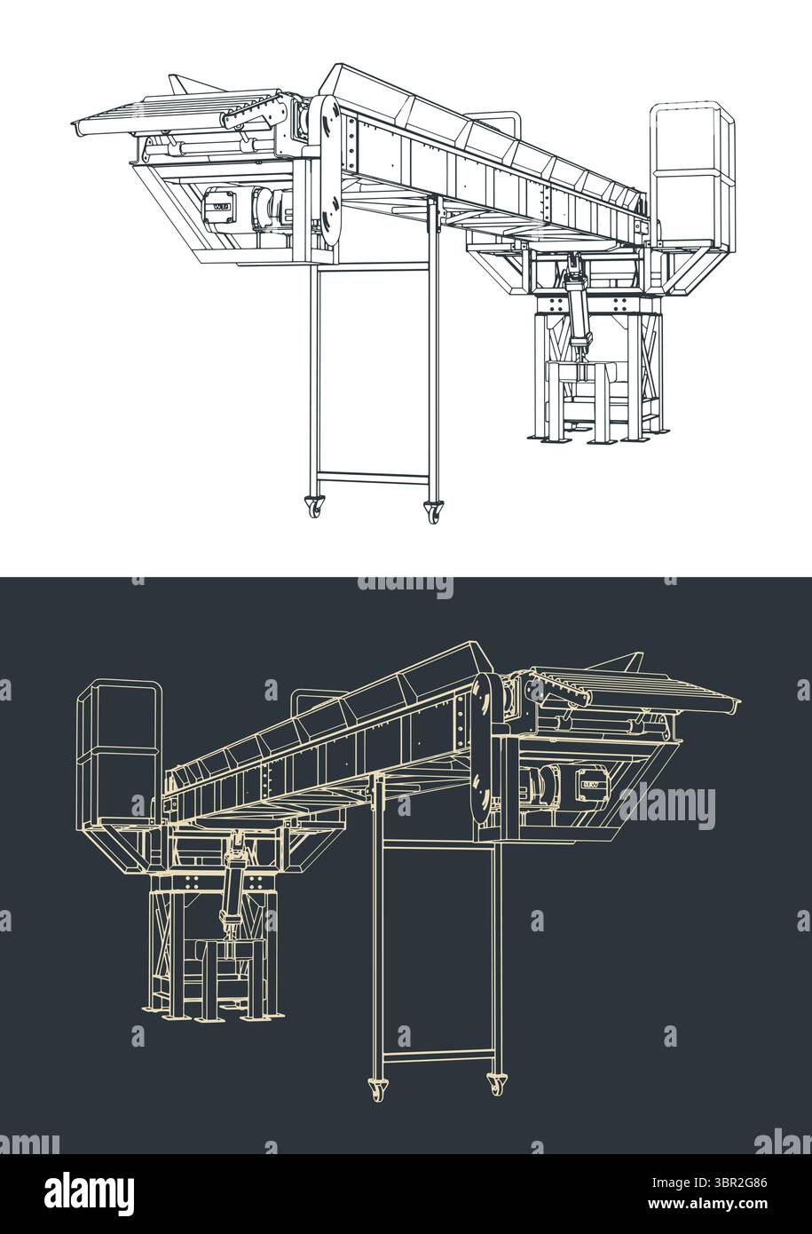 Loading conveyor with hydraulically adjustable angle stylized vector ...