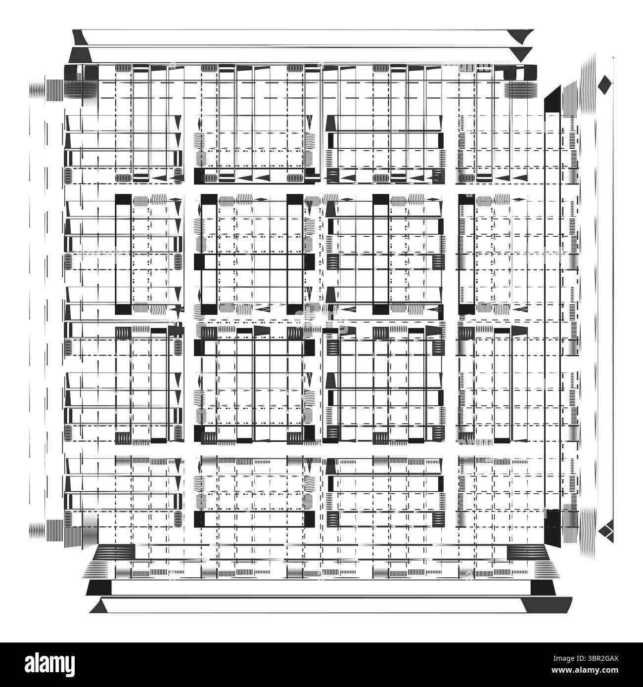 Complex grid pattern. Intricate geometric lines. Abstract techno ...