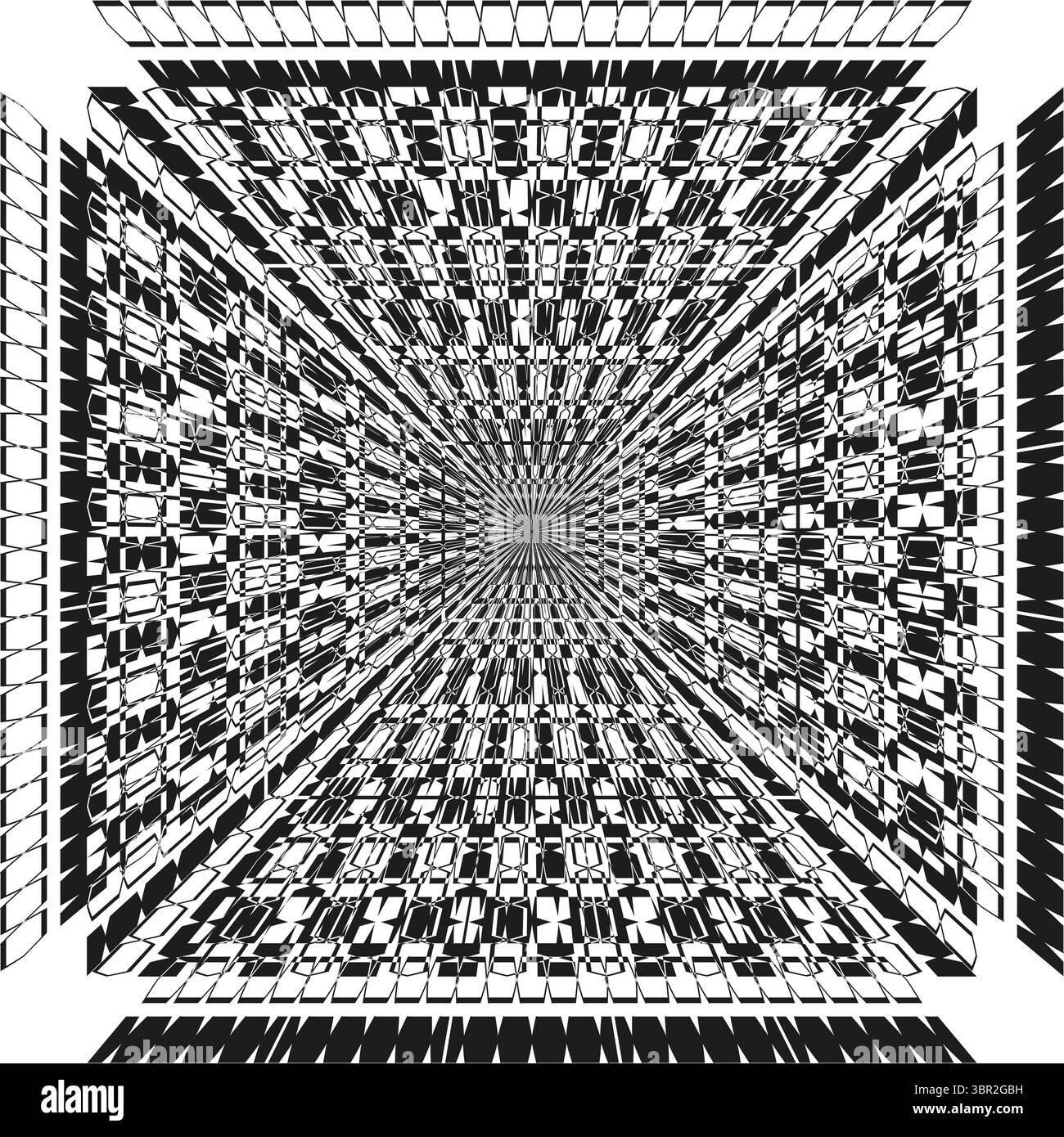 Perspective grid pattern. Concentric square elements. Optical illusion ...