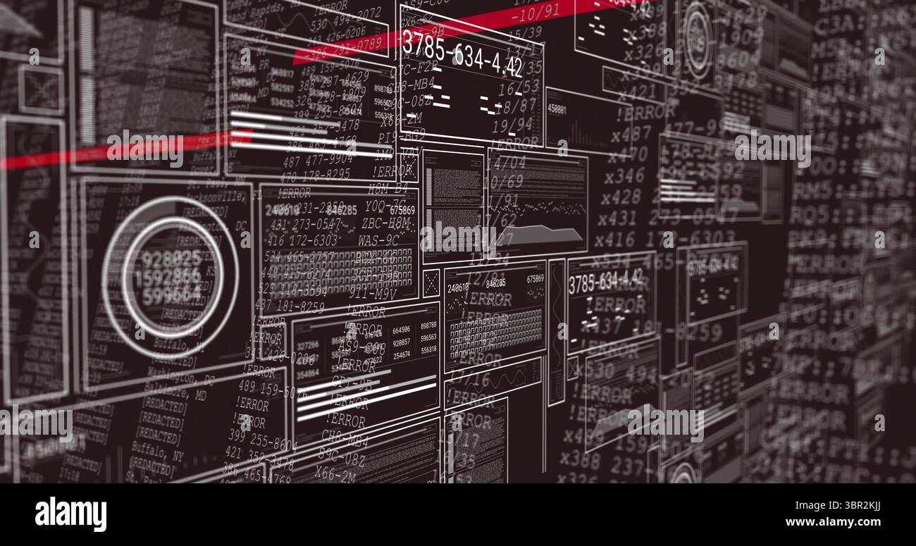 Displaying interface panels on control screen with error dialog boxes ...