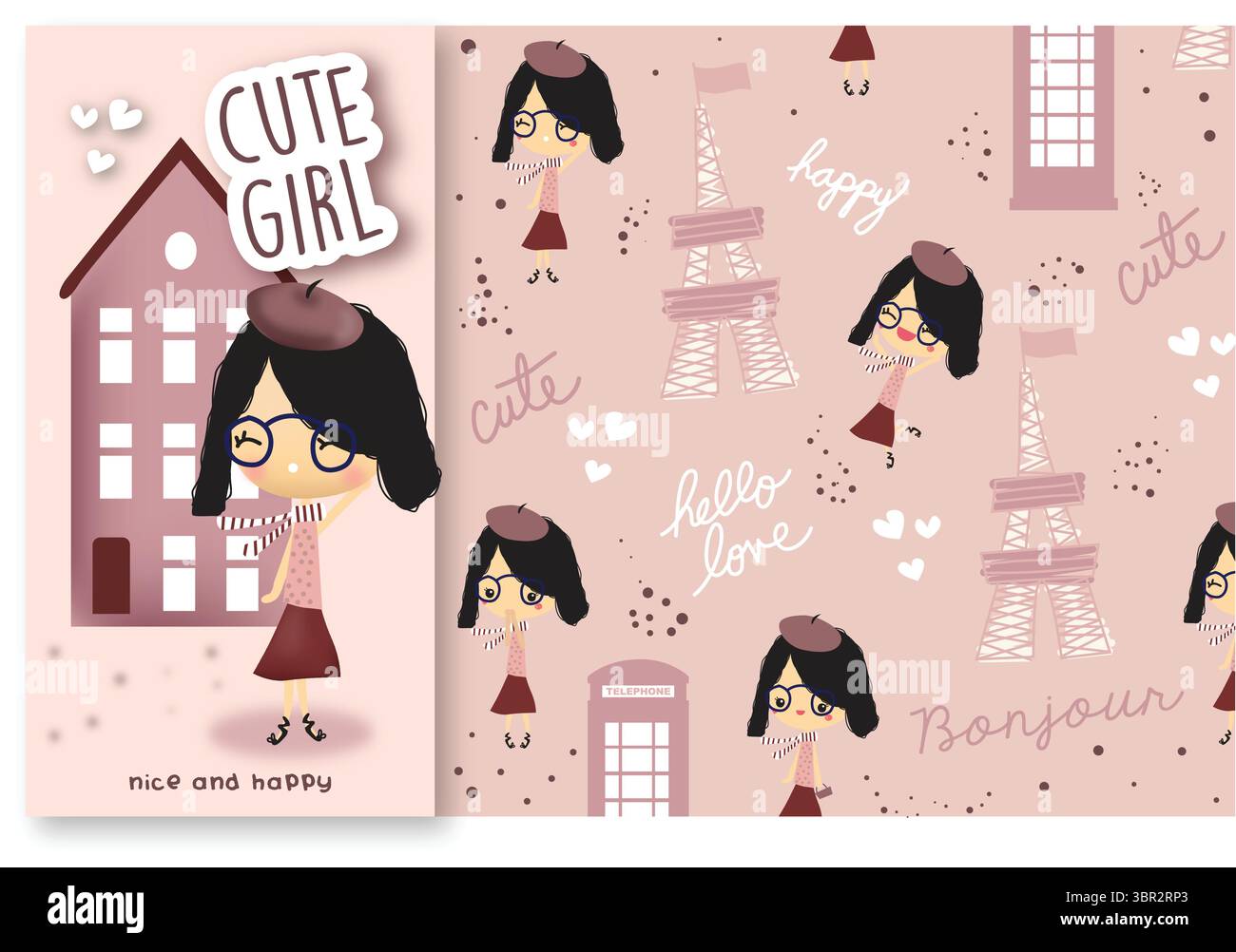cute girl vector set Stock Vector Image & Art - Alamy
