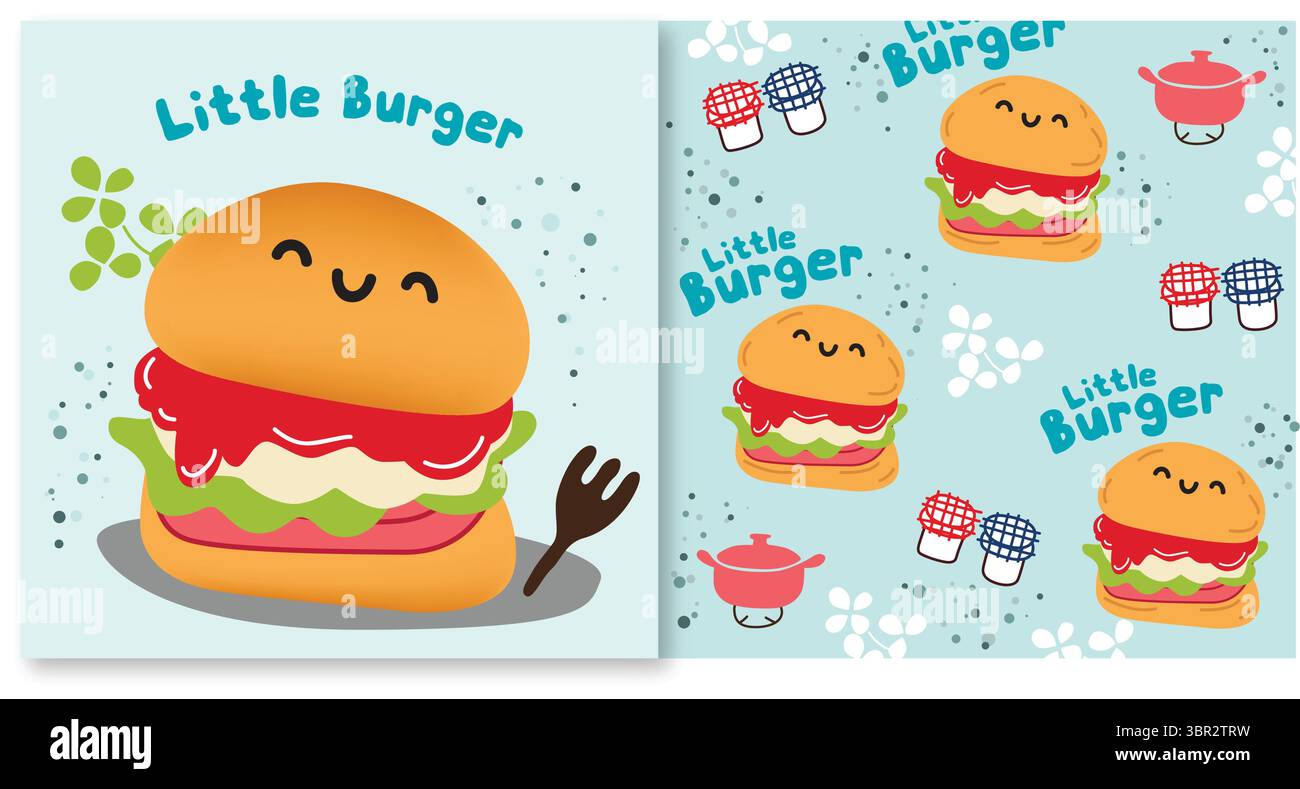 little cute burger doodle vector set Stock Vector Image & Art - Alamy