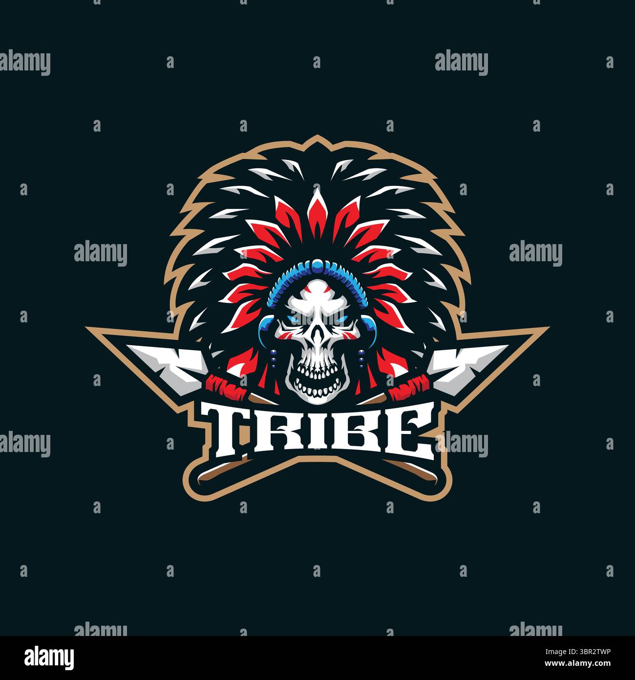 Tribe mascot logo design vector with modern illustration concept style ...