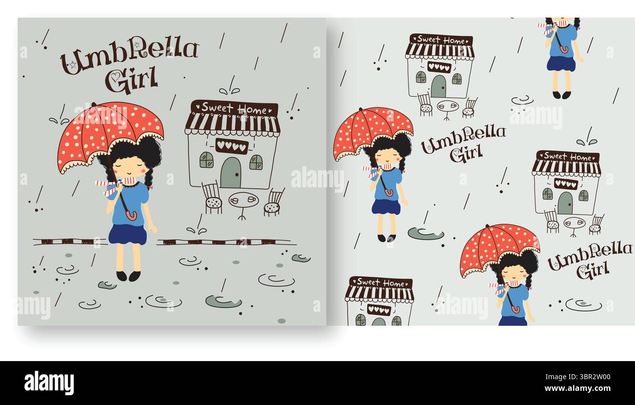 Small cute girl in Stock Vector Images - Alamy