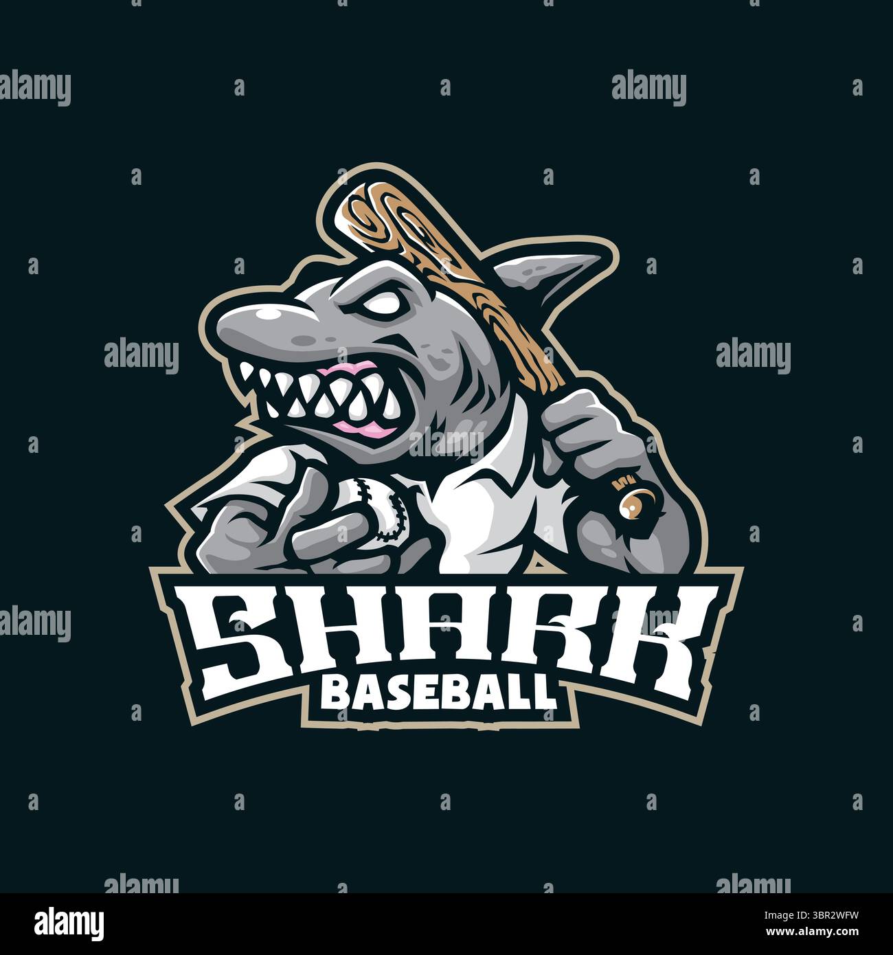 Shark mascot logo design vector with modern illustration concept style ...