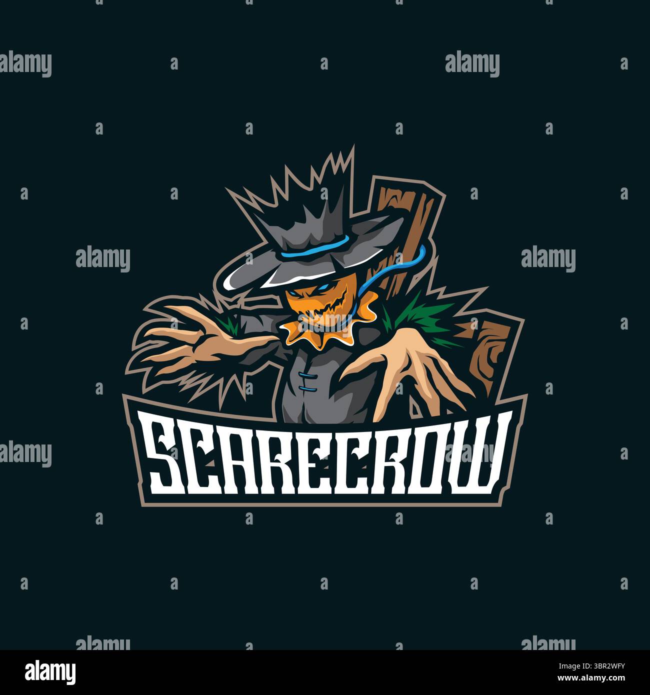 Scarecrow mascot logo design vector with modern illustration concept ...