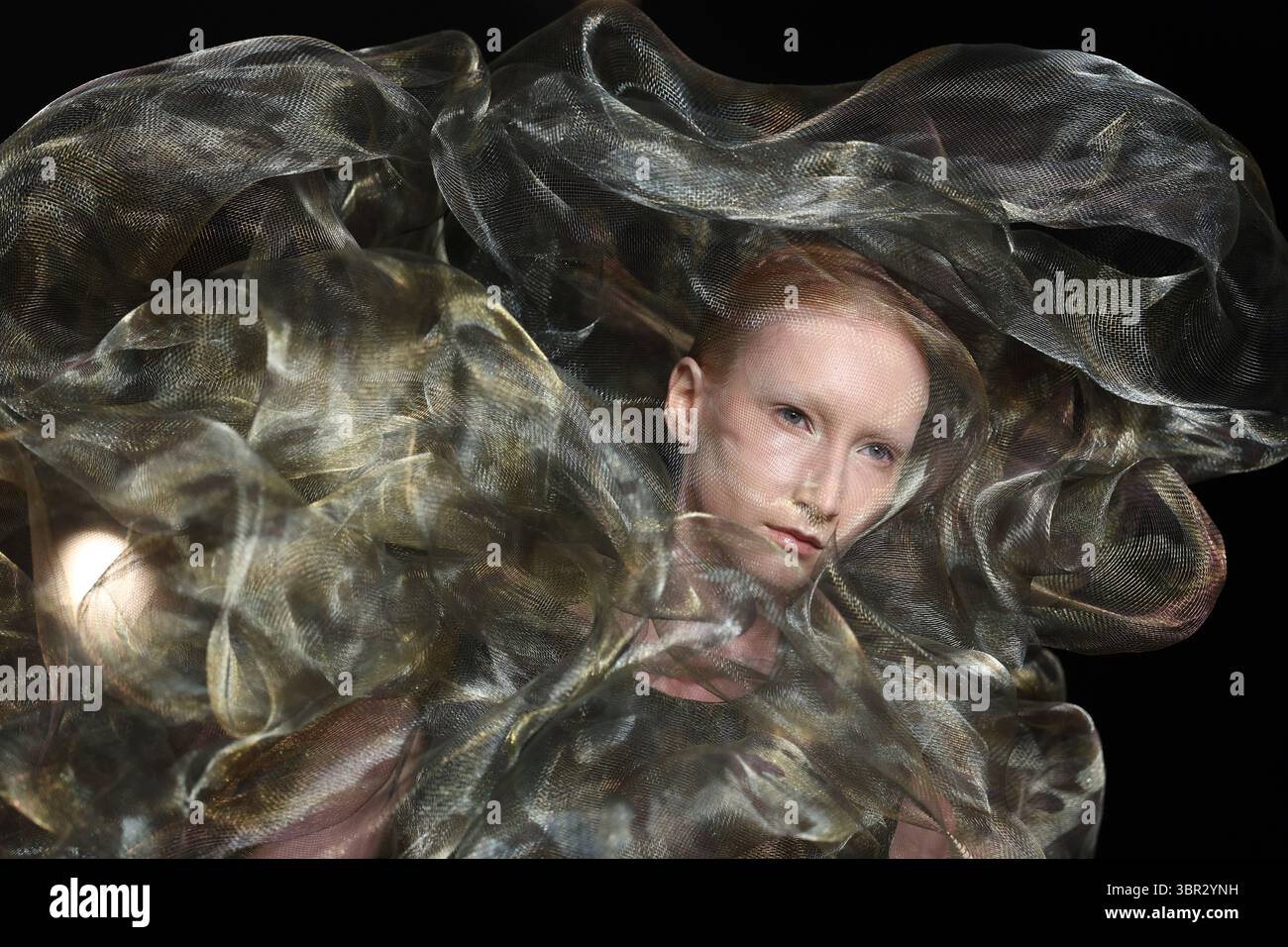 A model wears a creation as part of the Iris van Herpen Fall-Winter 2025/26 Haute Couture ...