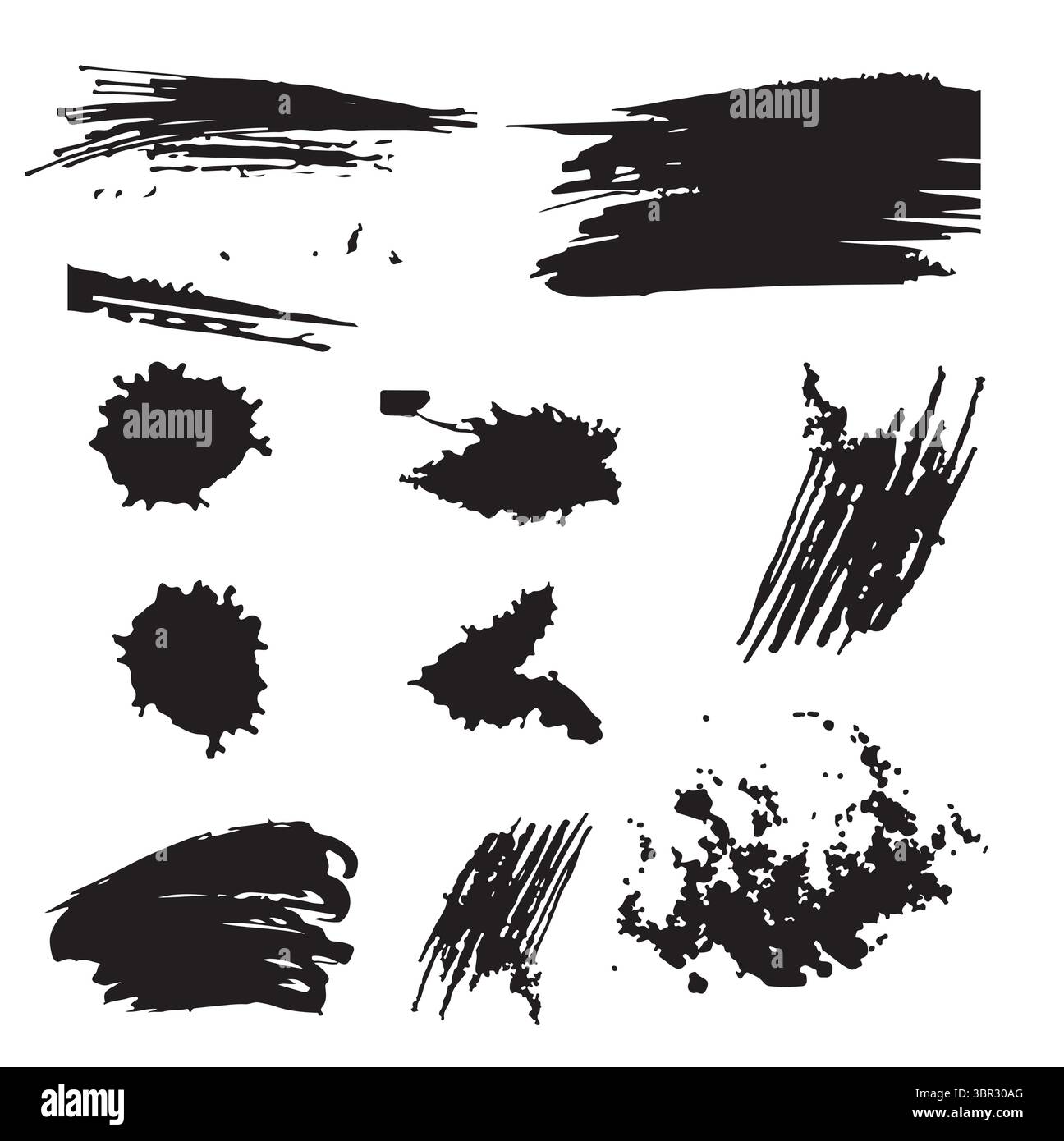 Brush Stroke Shades Vector – Artistic Paint Texture on Black Background ...