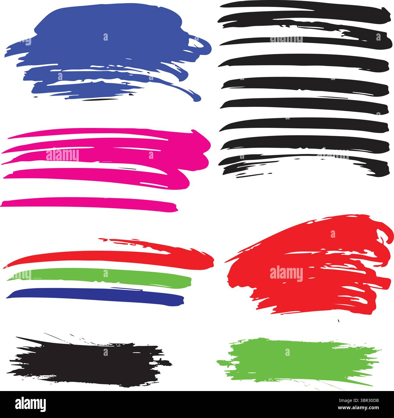 Brush Stroke Shades Vector – Artistic Paint Texture on Black Background ...