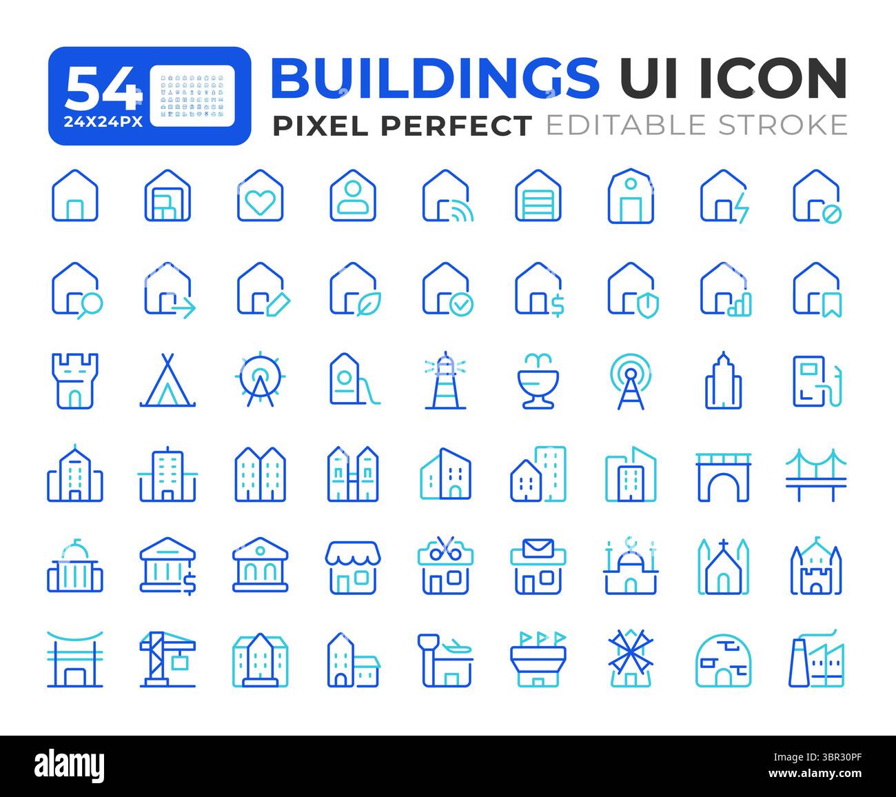 Buildings line ui icons hi-res stock photography and images - Alamy