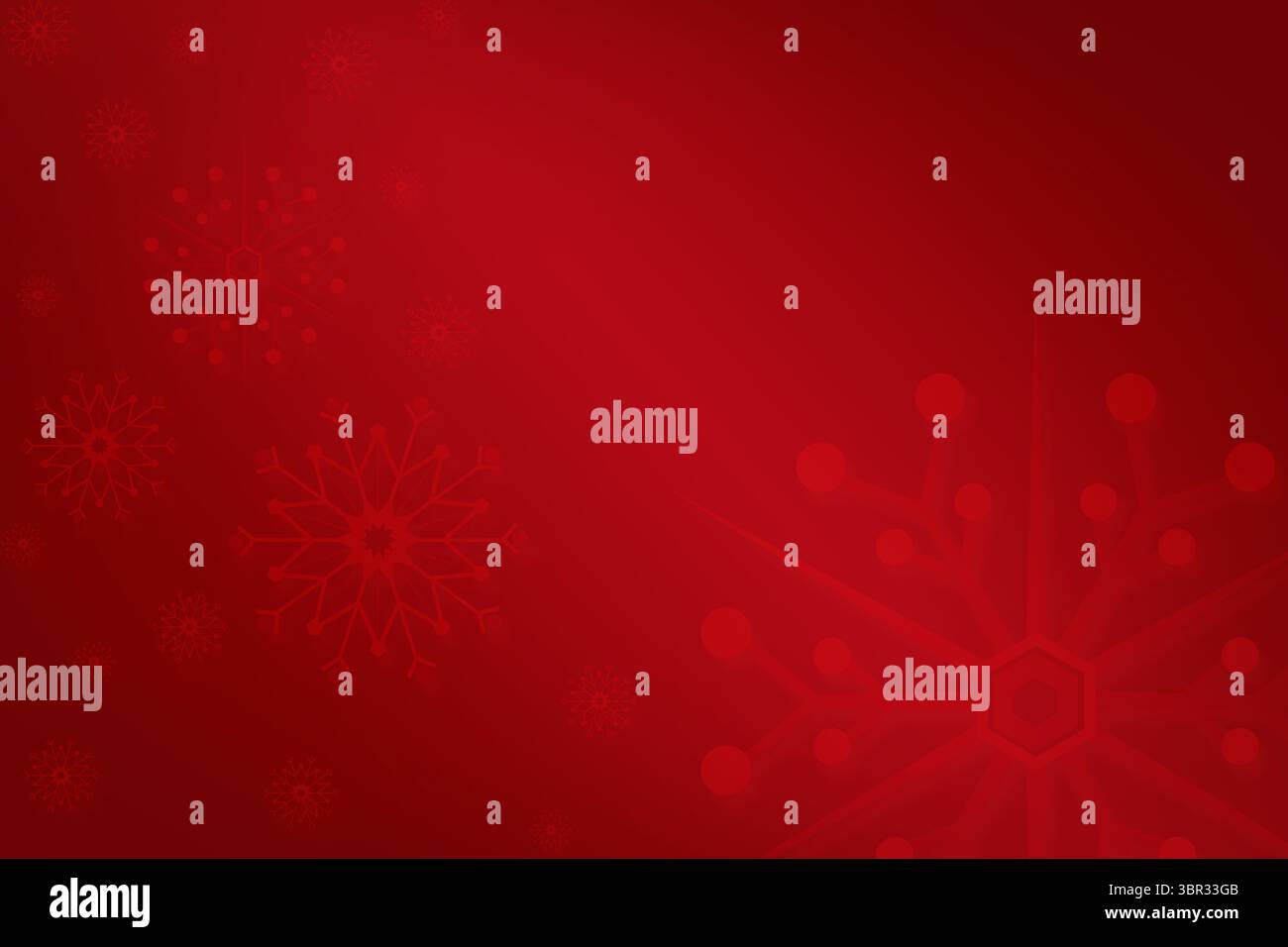 Flat vector showing red gradient backdrop with large snowflake, small ...