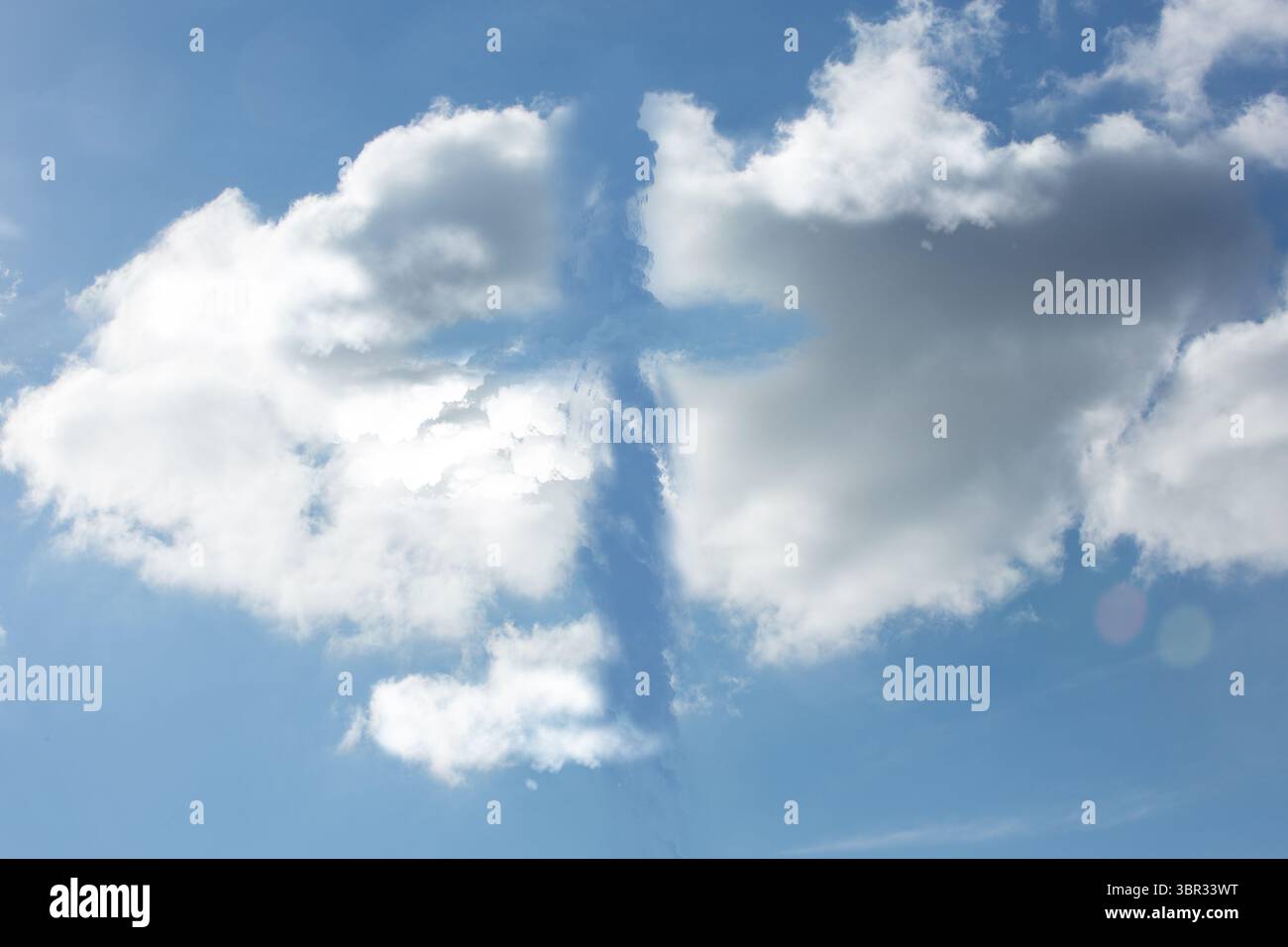 Pair of large cumulus clouds are drifting in flat vector illustration ...
