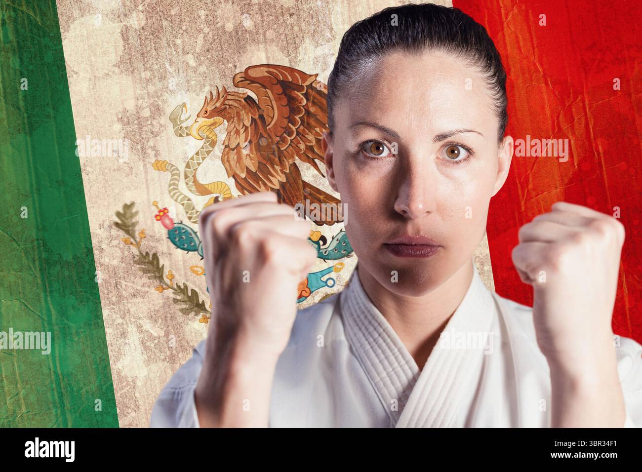 Portrait of martial artist against Mexican flag Stock Photo - Alamy