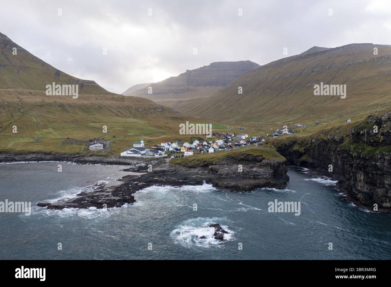 Aerial view tjornuvik village faroe hi-res stock photography and images ...