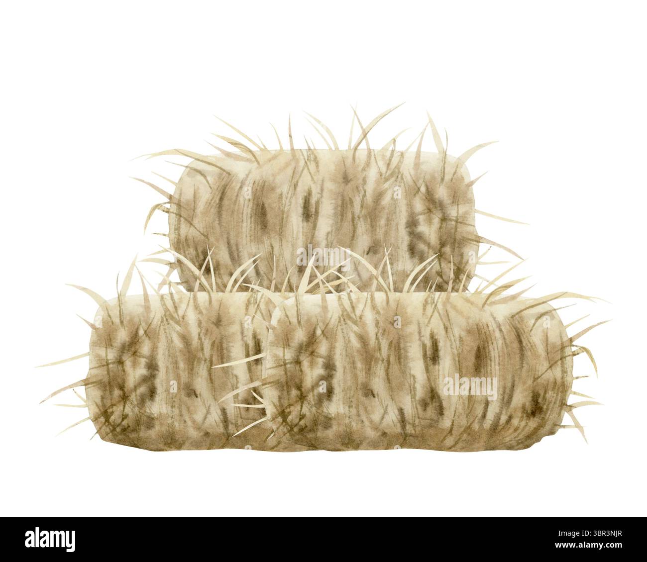 Watercolor haystack pile hand drawn illustration isolated on white ...