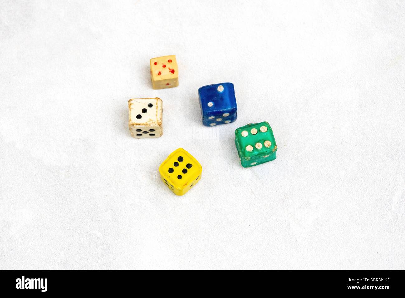Many colorful Ludo game dice isolated on a white background. Various ...