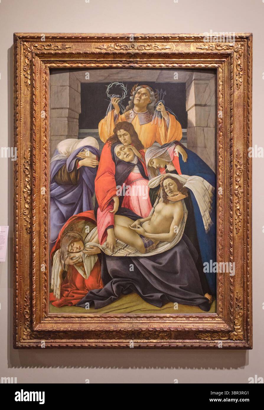 The painting, Dead Christ Mourned by Sandro Botticelli. At the Poldi ...
