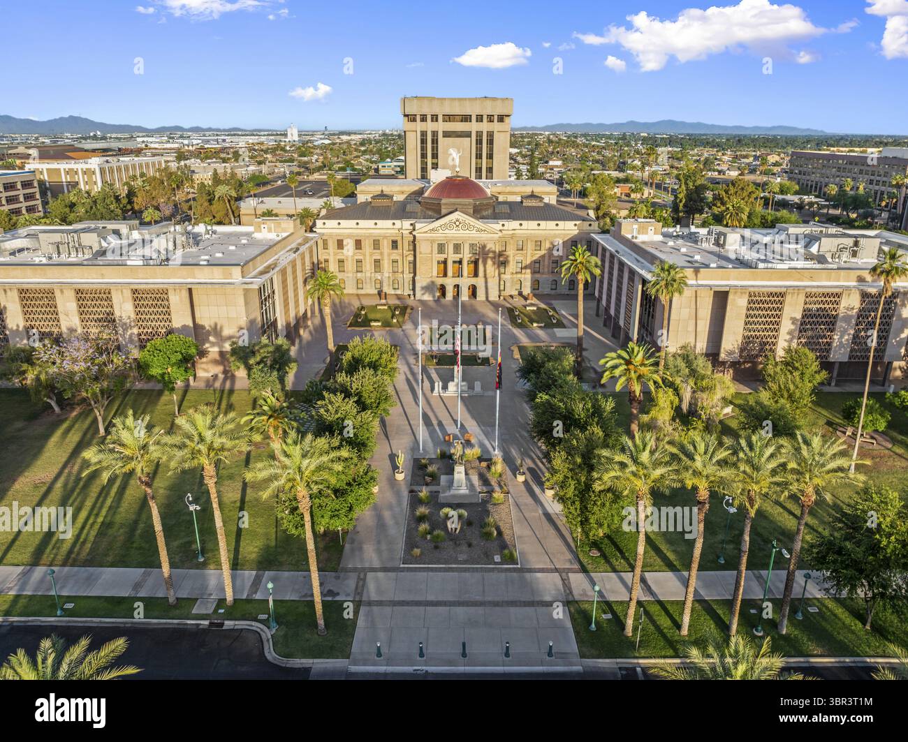 Aerial view of the Arizona State Capitol complex basks in the golden ...