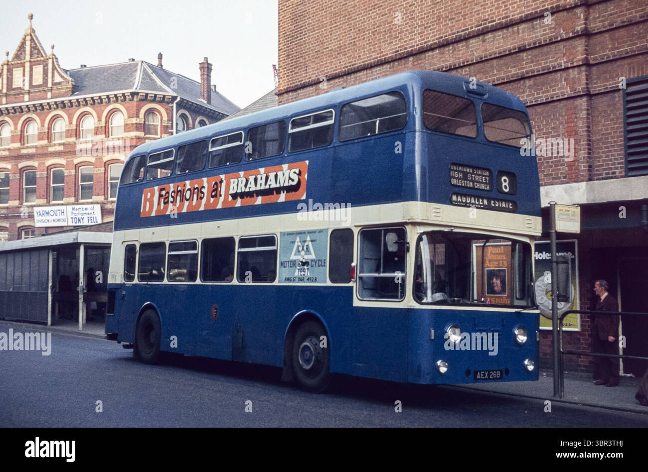 Great Yarmouth, UK - 1973: Vintage image of a Leyland Atlantean PDR1/1 ...