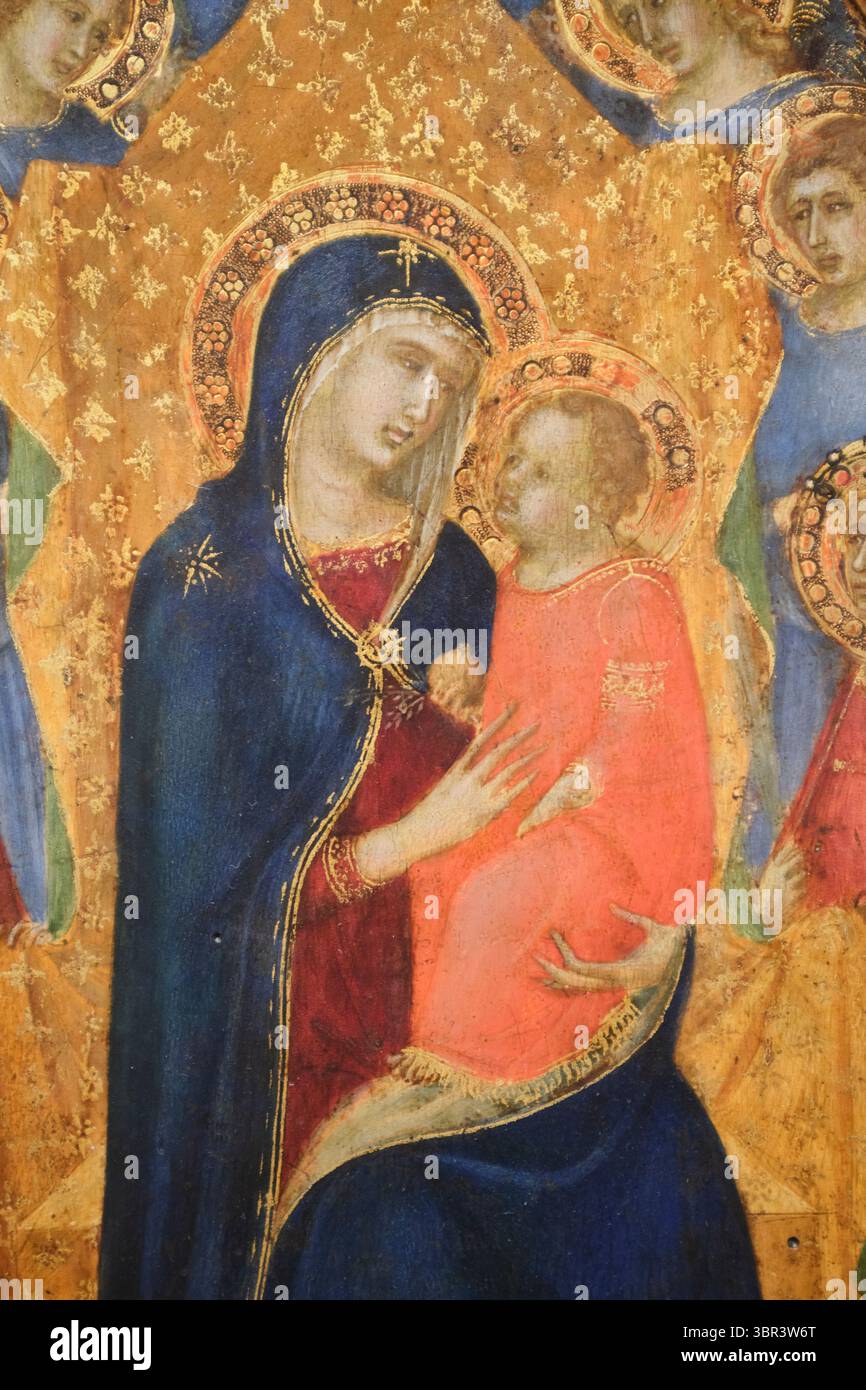 The Medieval gold painting, Virgin Mary and the baby child, Jesus ...