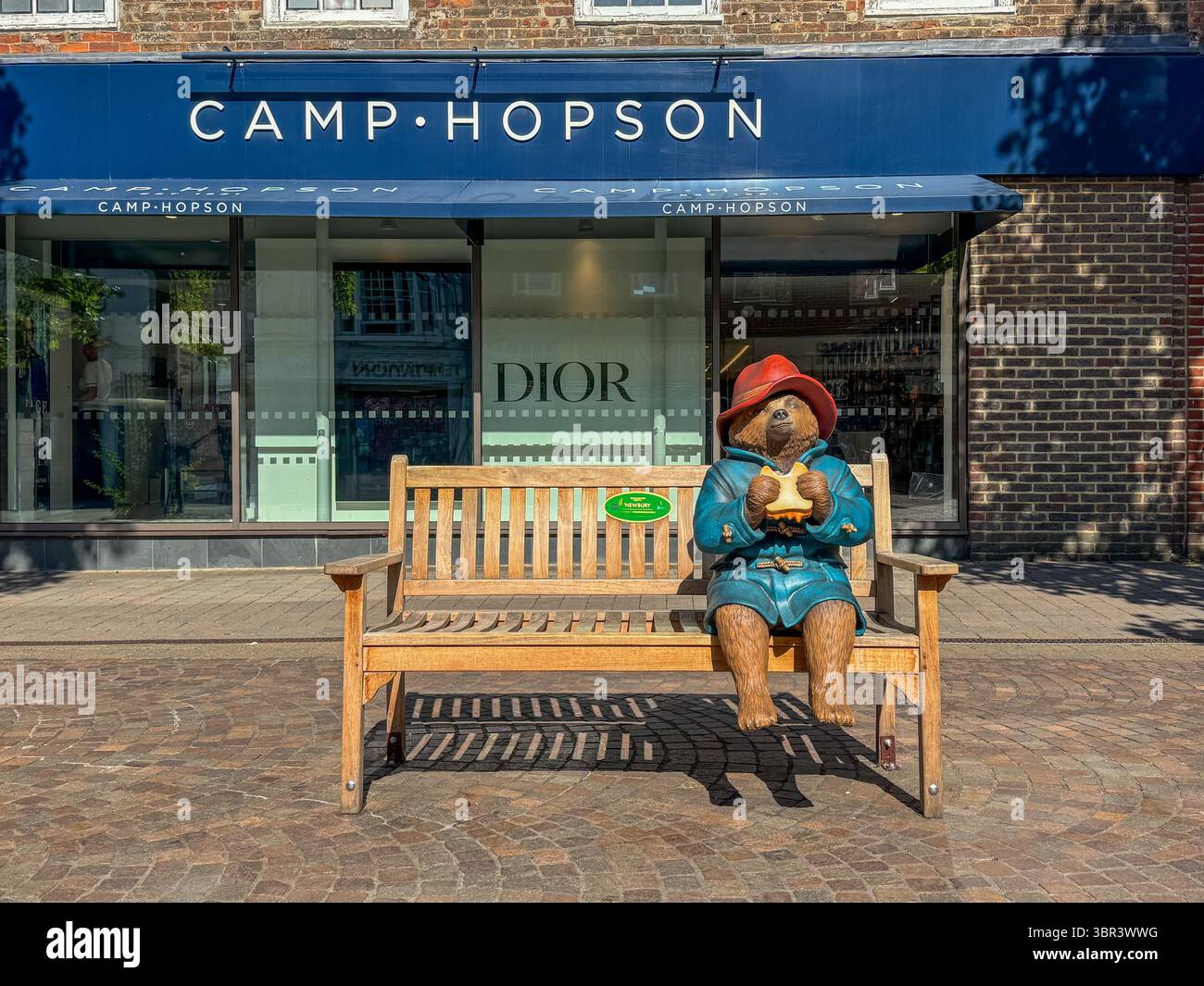 Repaired Paddington Bear Statue Sitting on His Bench on the main High ...