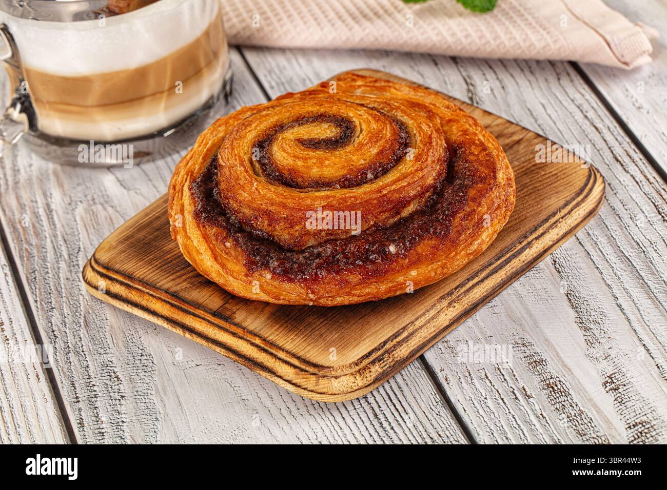 Homemade cinnabon swirl pastry with cinnamon for breakfast Stock Photo ...