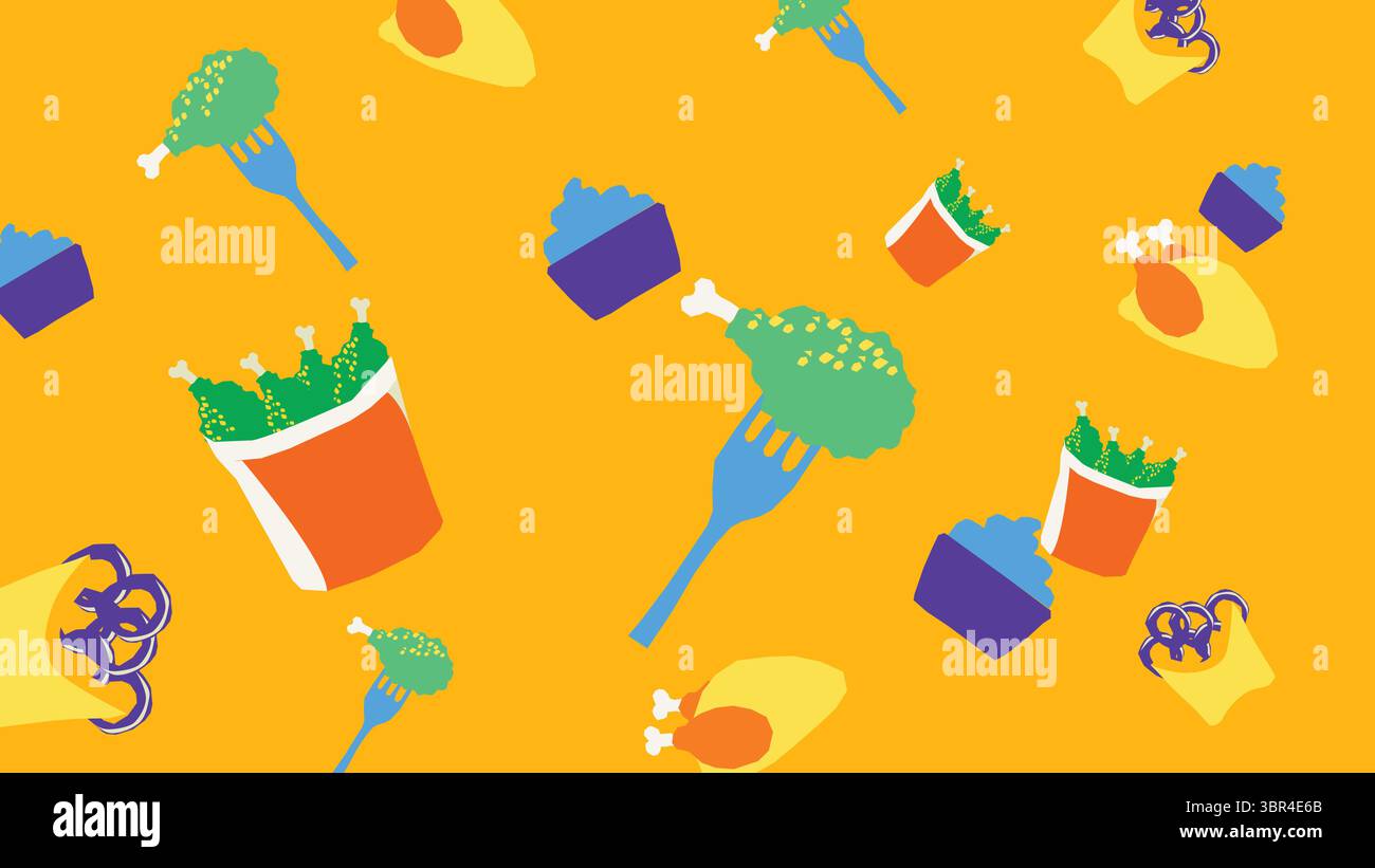 Fried chicken and fast food icons background Stock Vector Image & Art ...