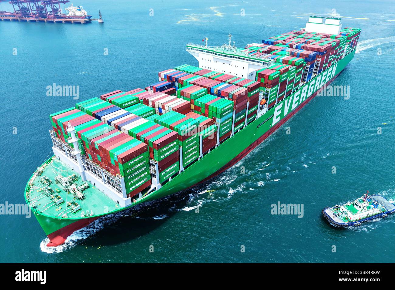 QINGDAO, CHINA - JULY 11, 2025 - A super cargo ship fully loaded with ...