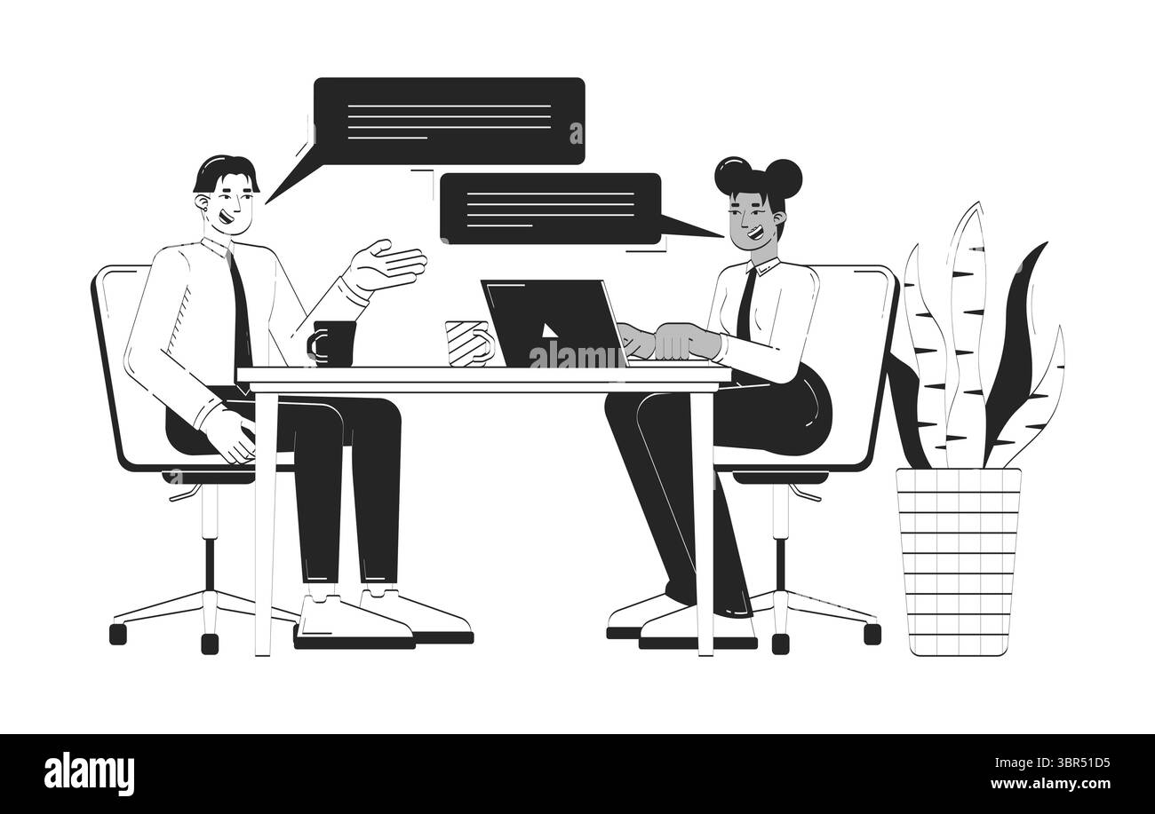 Job interview process doodle lineart illustration Stock Vector Image ...